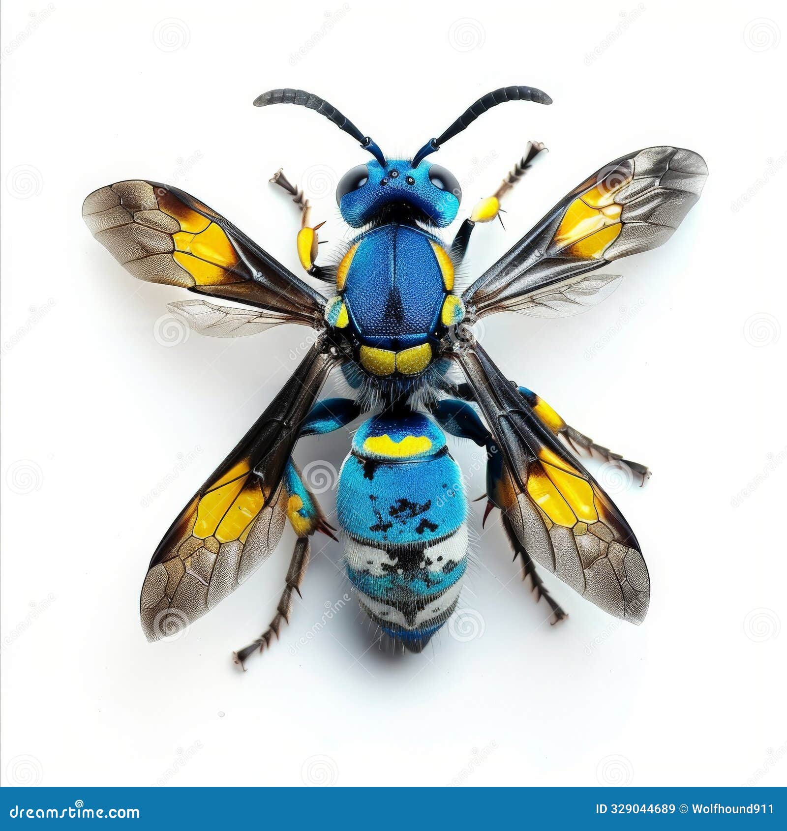 A Close-up of a Blue-winged Wasp with Striking Colors, Isolated on ...
