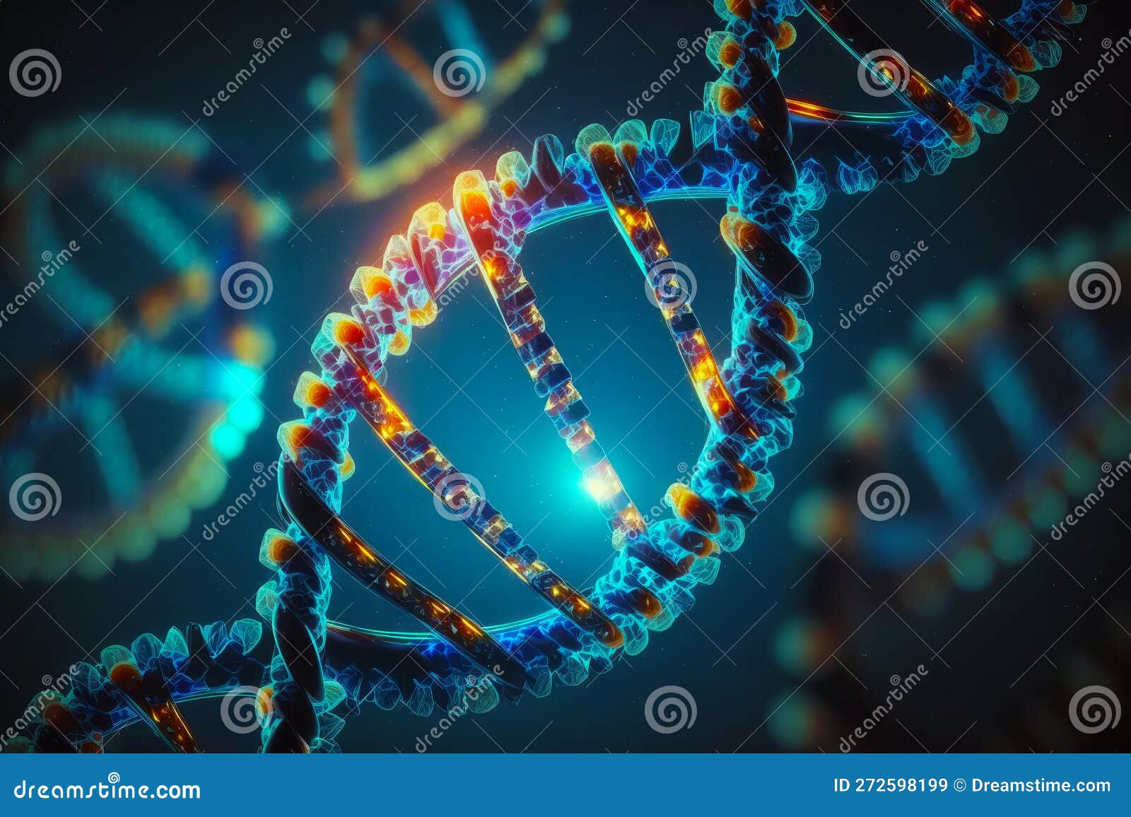 Close Up of Blue and Yellow Double - Stranded Model of Human Cell ...