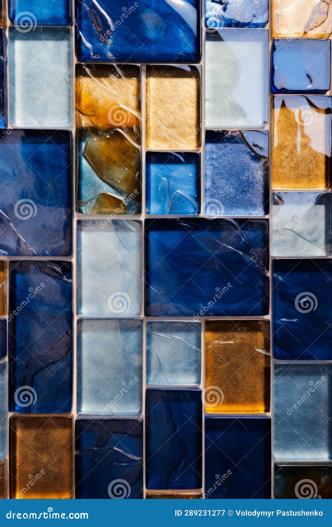 Close Up of Blue and Yellow Tile Wall with Pattern. Generative AI Stock ...