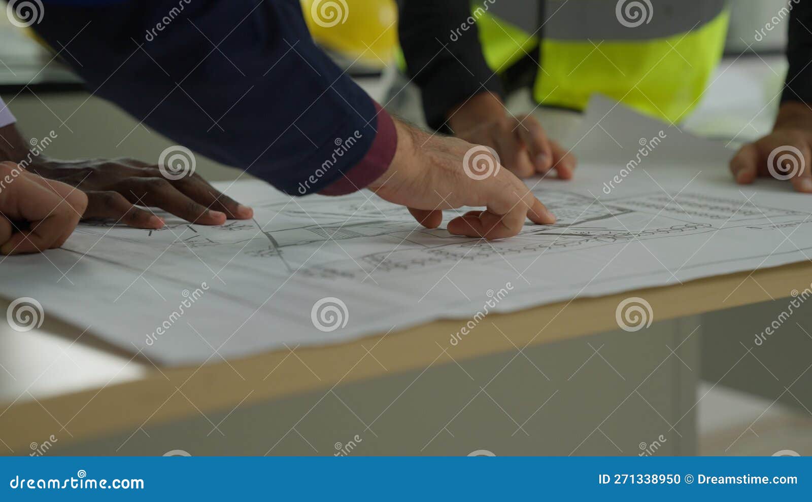 Close Up Blueprint, Male Engineer Foreman Using Blueprint Assigning ...