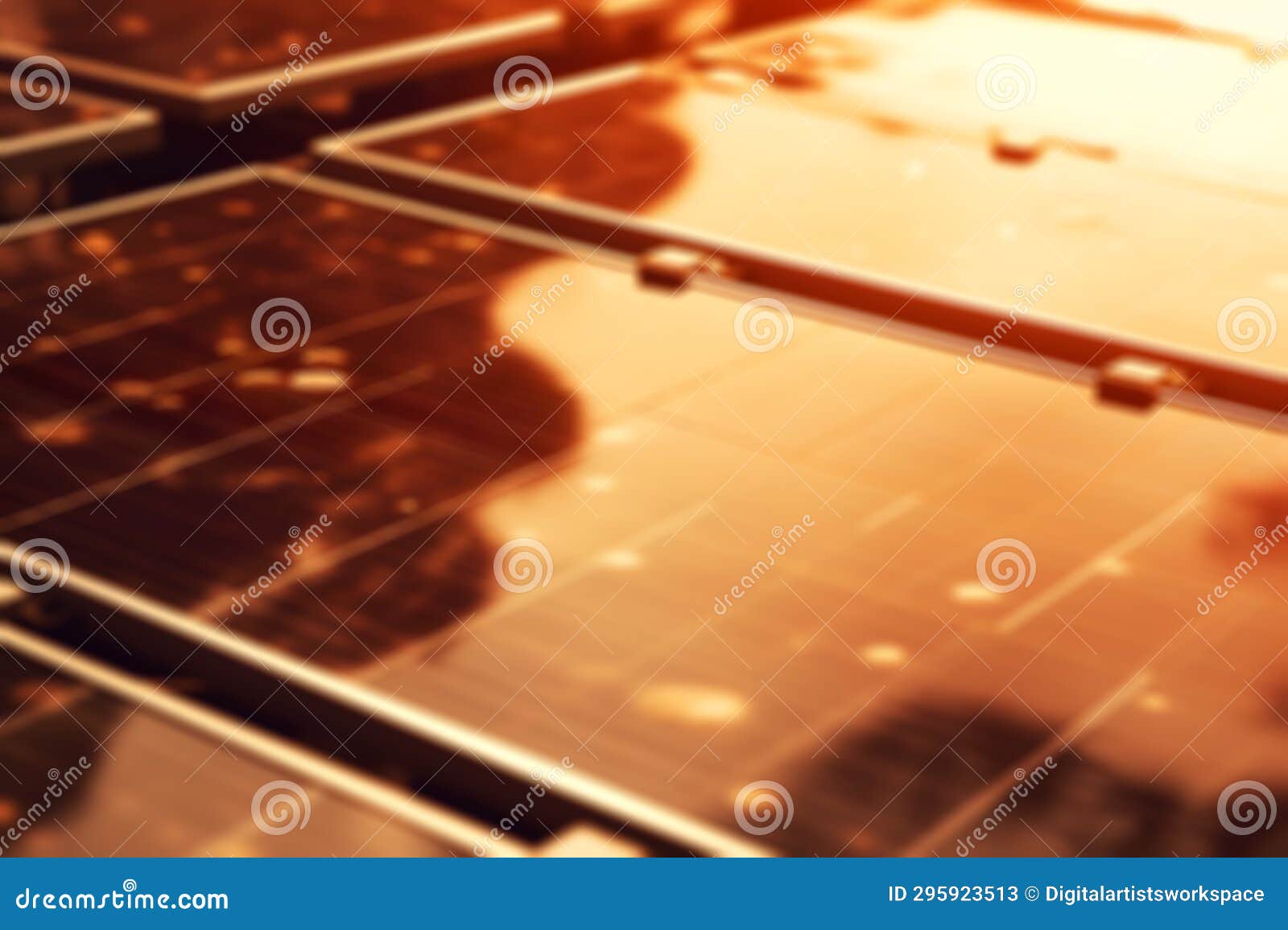 Close-up of a Blurred Solar Panel, Sunlight Reflecting Off the Surface ...