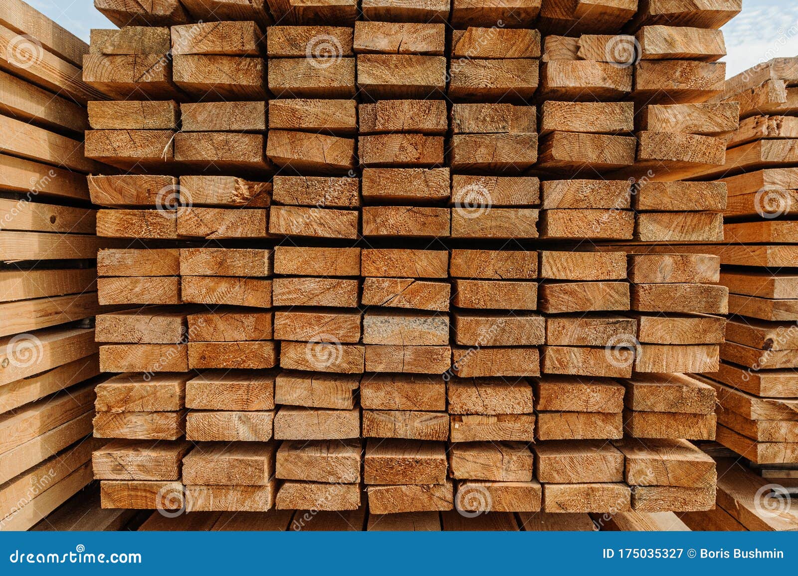 Close Up Board Pine Stack Building Materials High Parallel Folded Dry ...