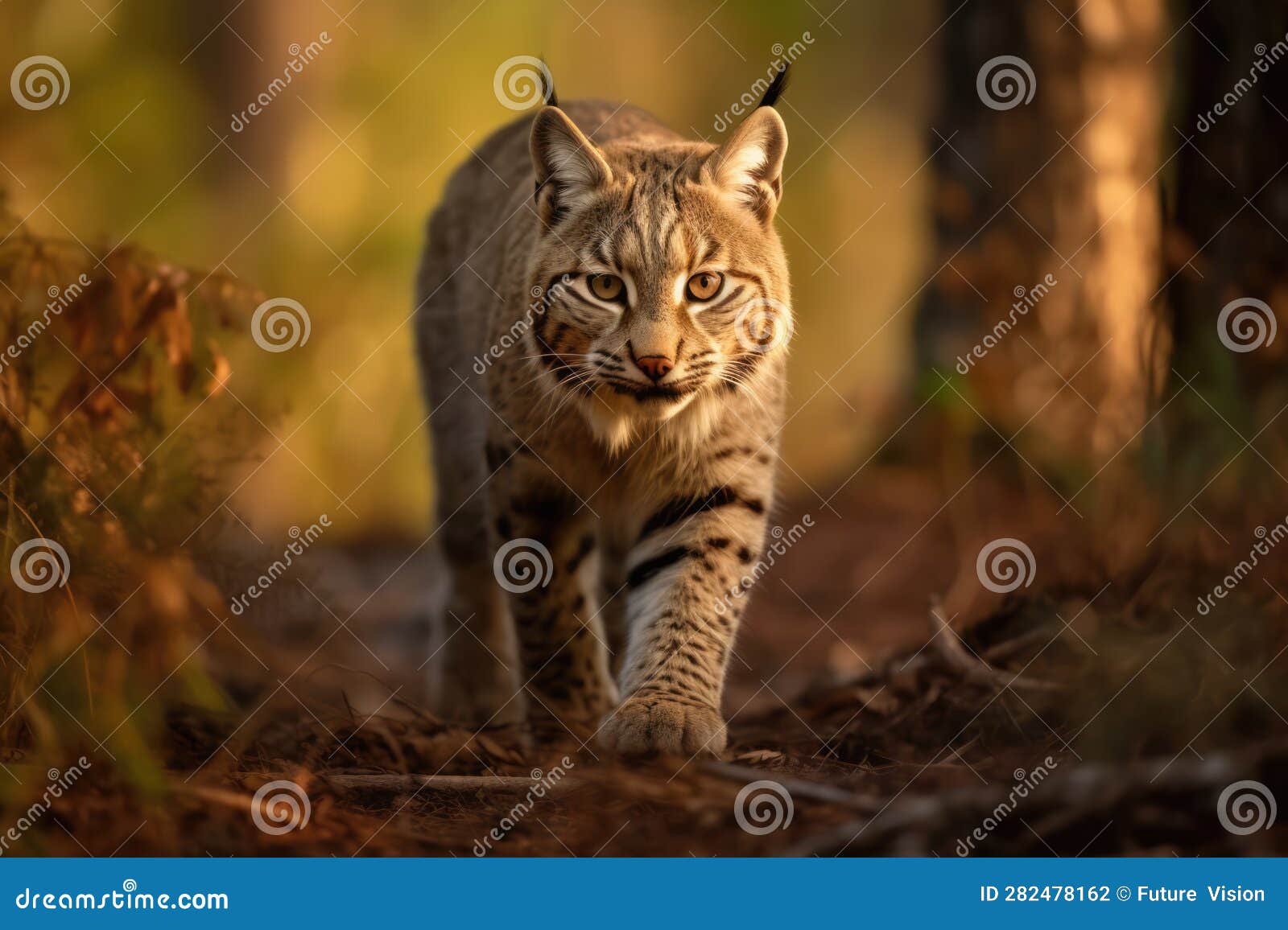 Close Up of Bobcat Walking in Forest, Created Using Generative Ai ...