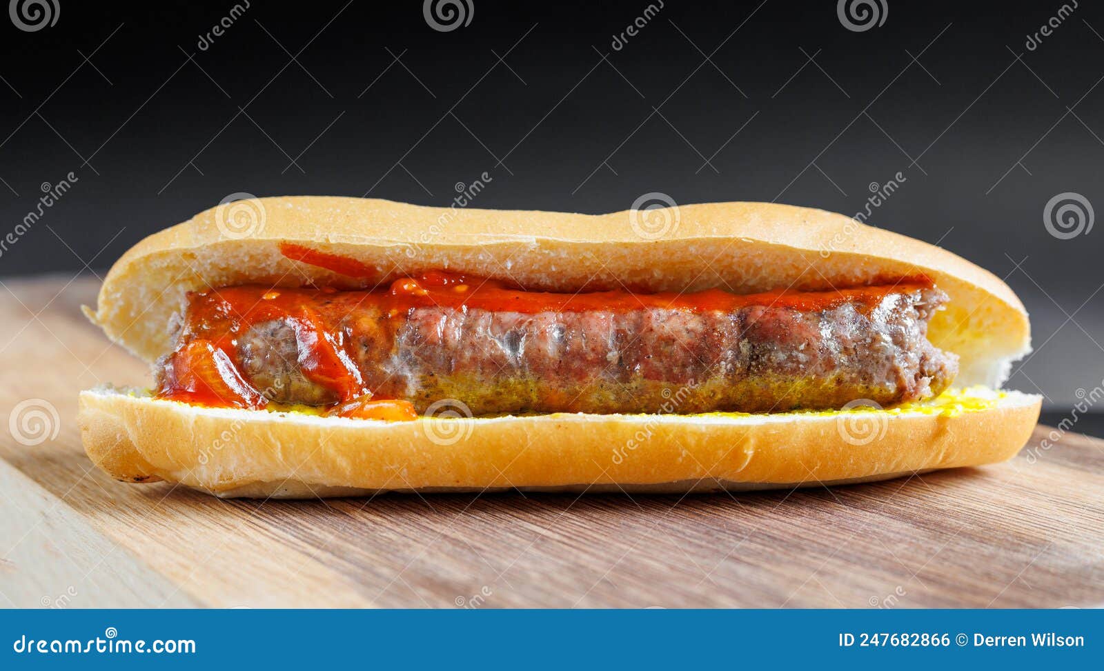 Close Up of Boerewors Roll on Wooden Board Stock Photo - Image of ...