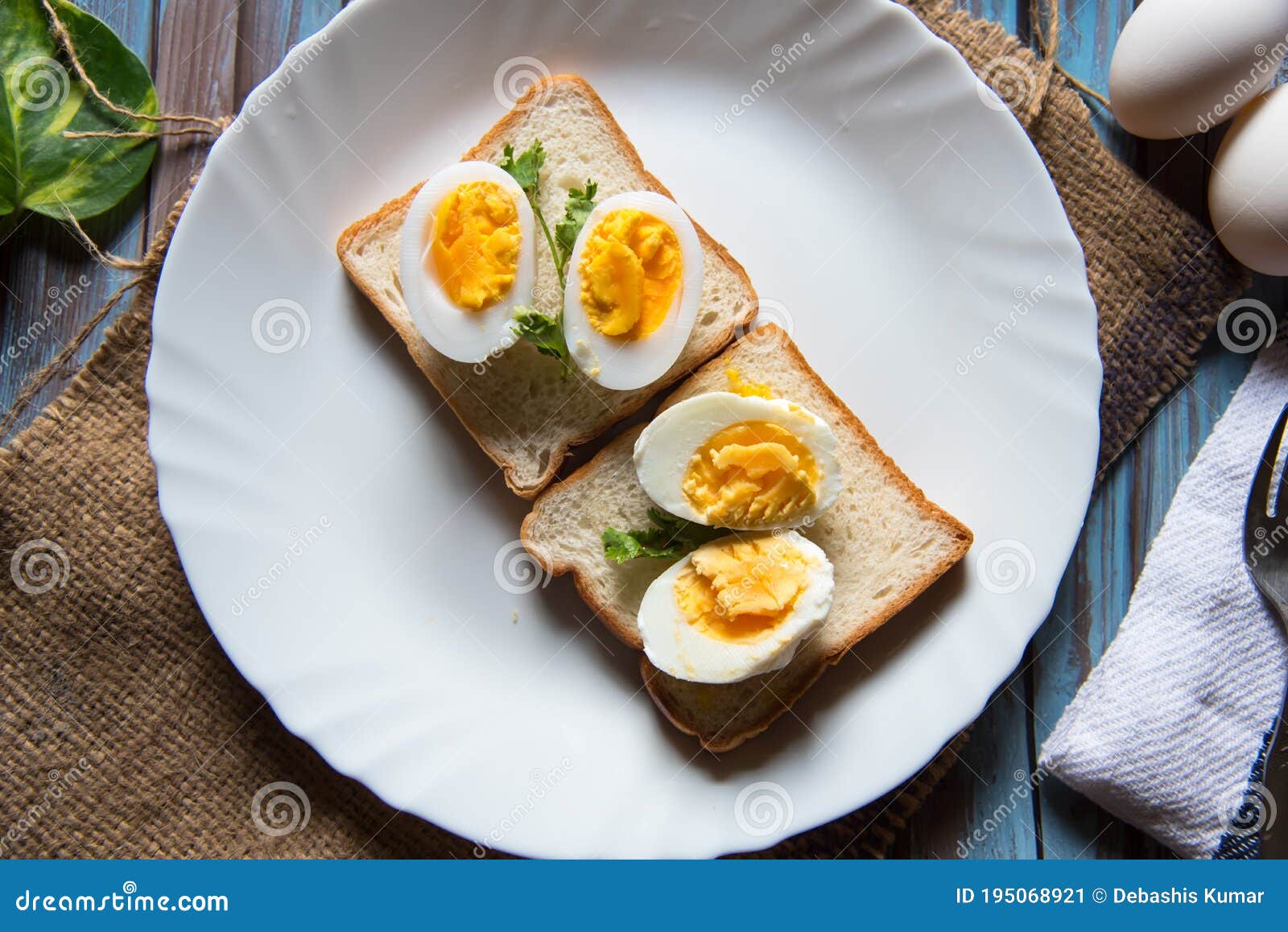 Close Up of Boiled Eggs on Bread Slice Stock Image - Image of eating ...