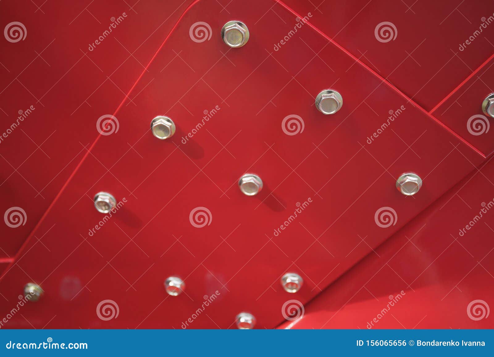 Close Up of Bolts and Nuts on Iron Wall Painted in Red Stock Photo ...