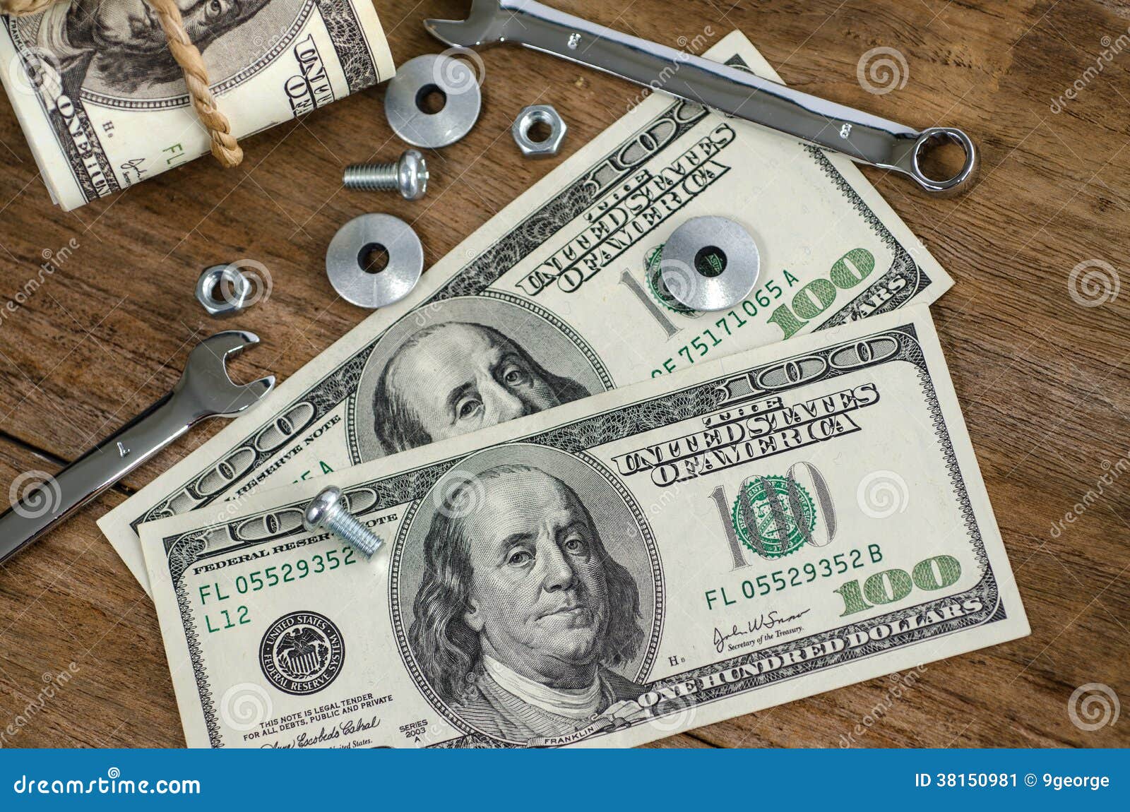 Close Up Bolts Nuts and Money Stock Image - Image of heap, concept ...