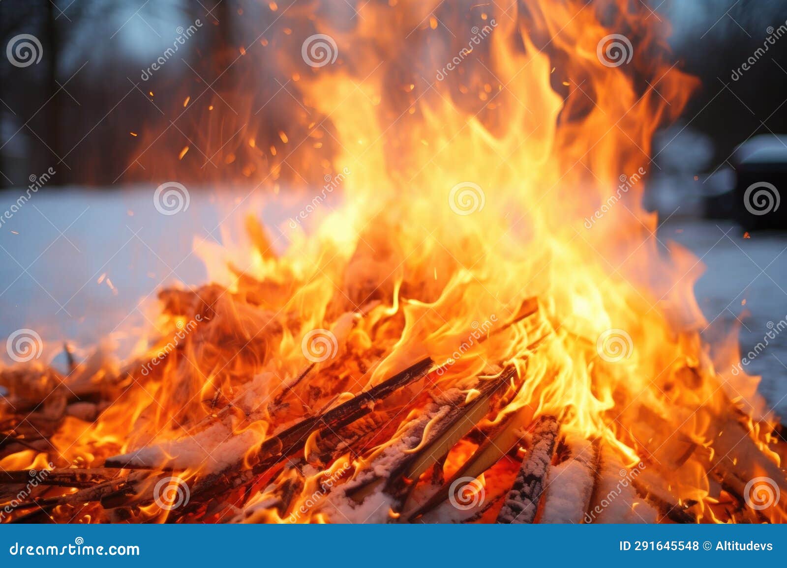 Close-up of Bonfire Flames Leaping in Cold Air Stock Photo - Image of ...