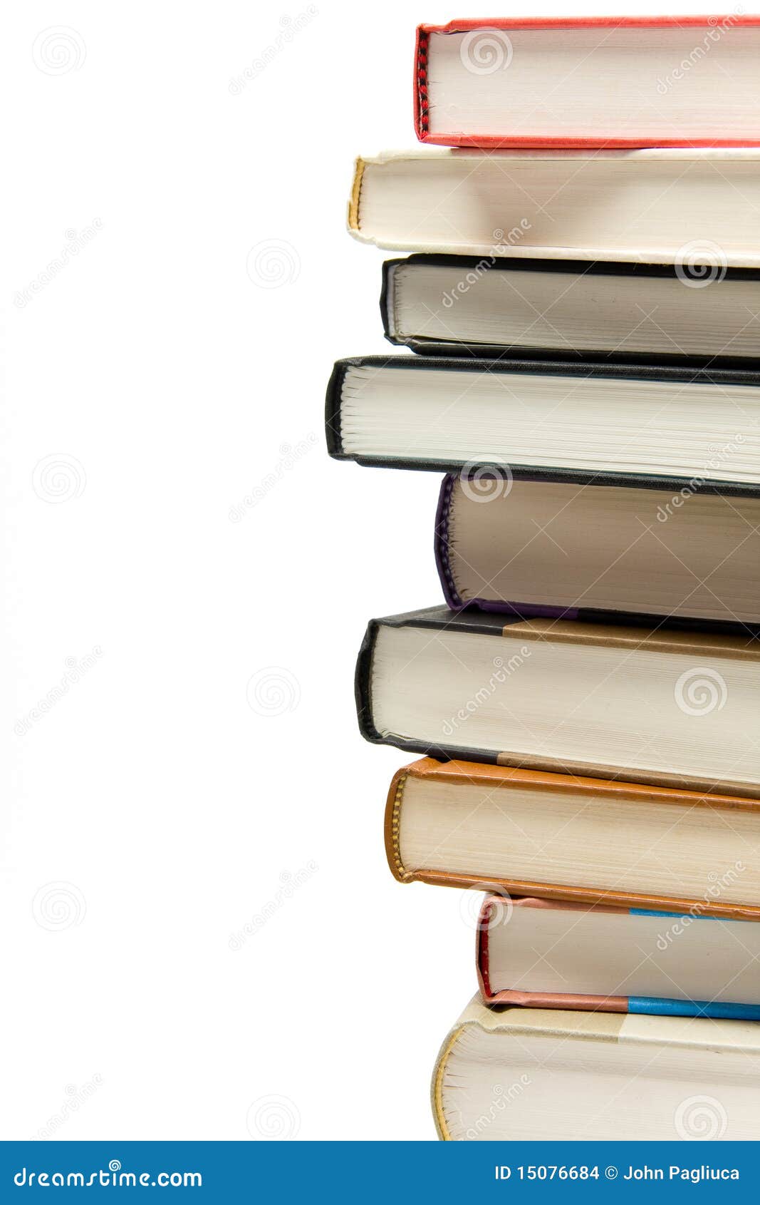 Close Up Book Stack on White Background. Stock Photo - Image of ...