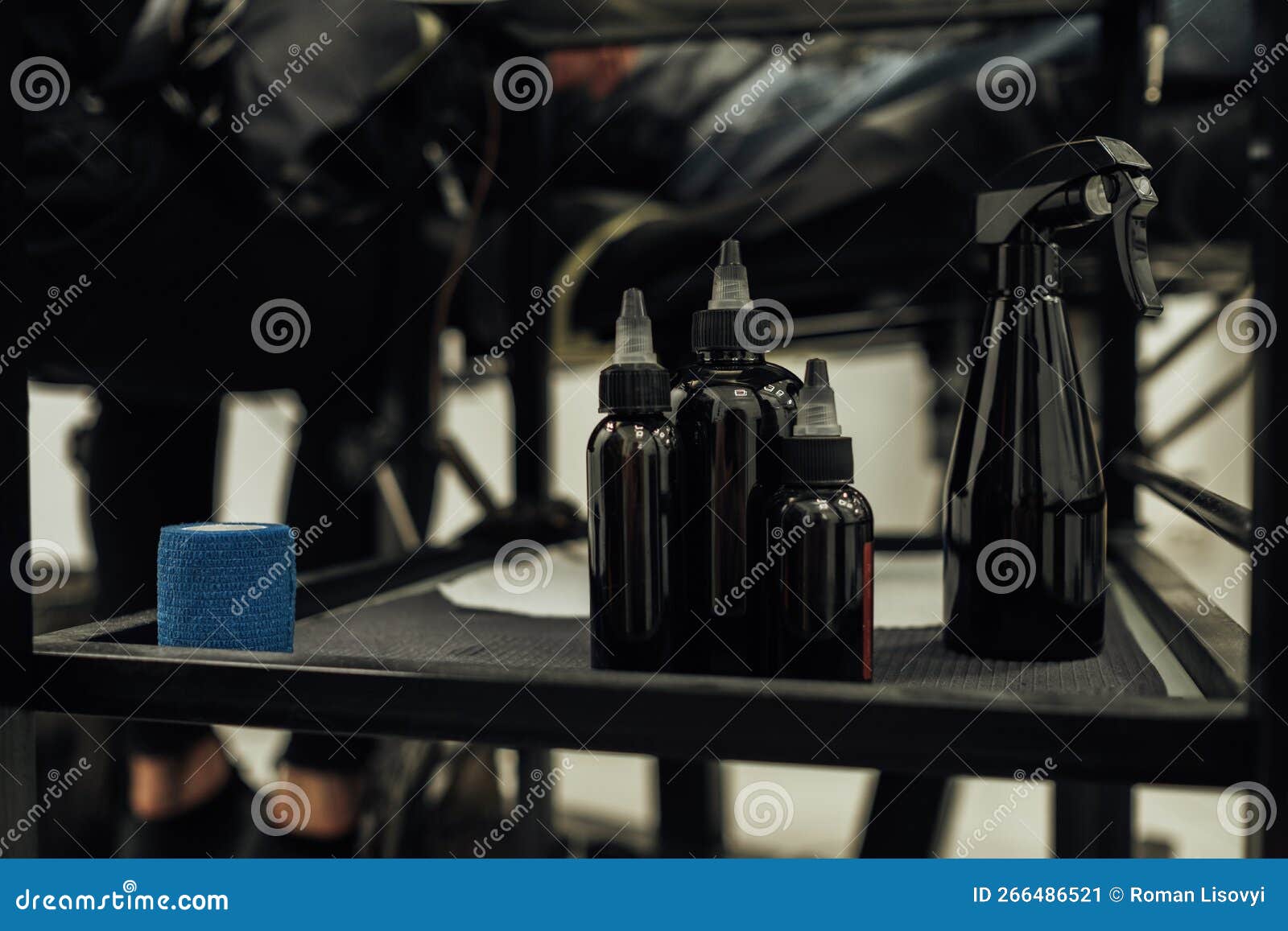 Close Up of Bottles with Ink Inside, Essentials of Creating Tattoo at ...