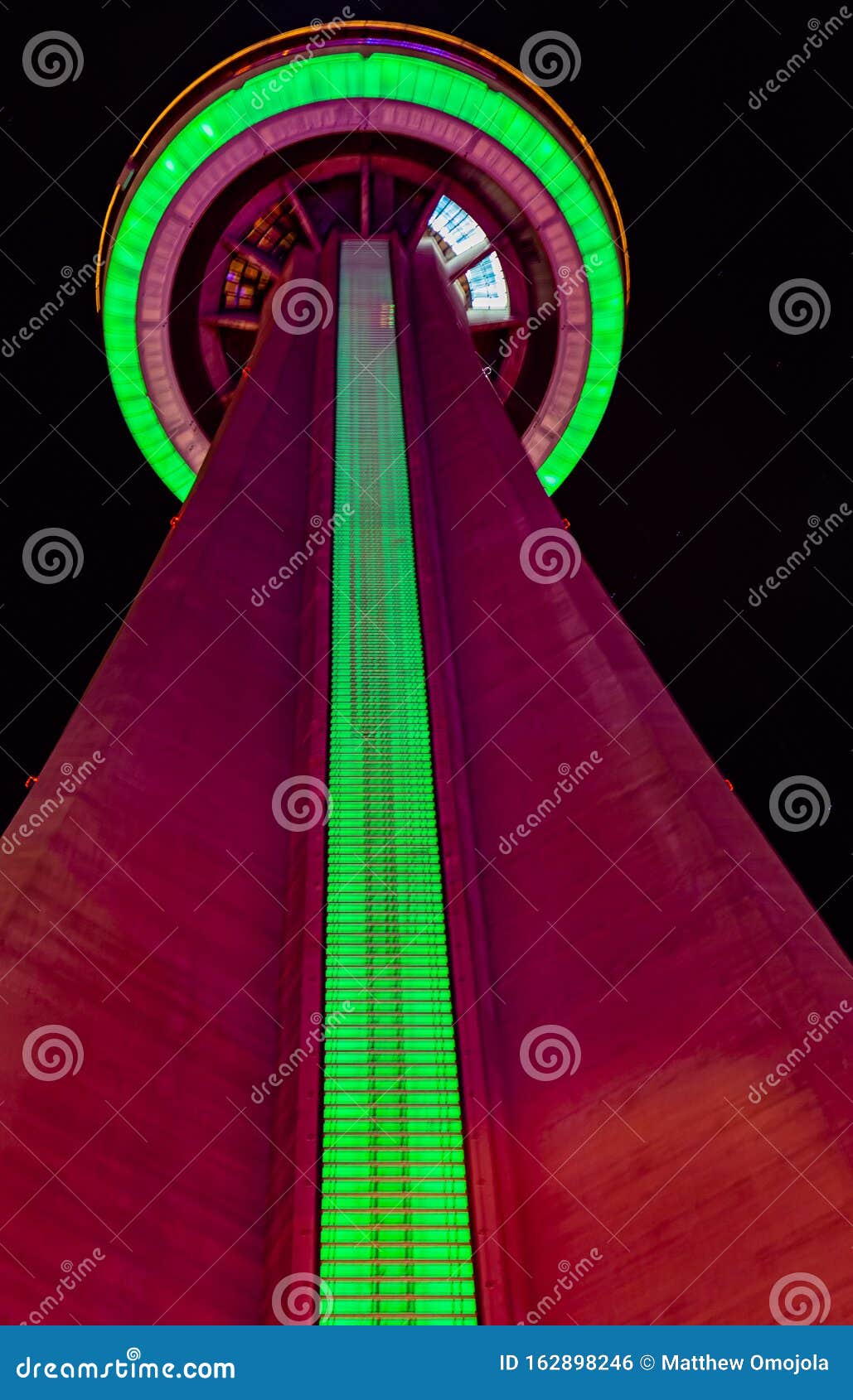 Close Up Bottom of Upper Platform of Toronto CN Tower at Night ...