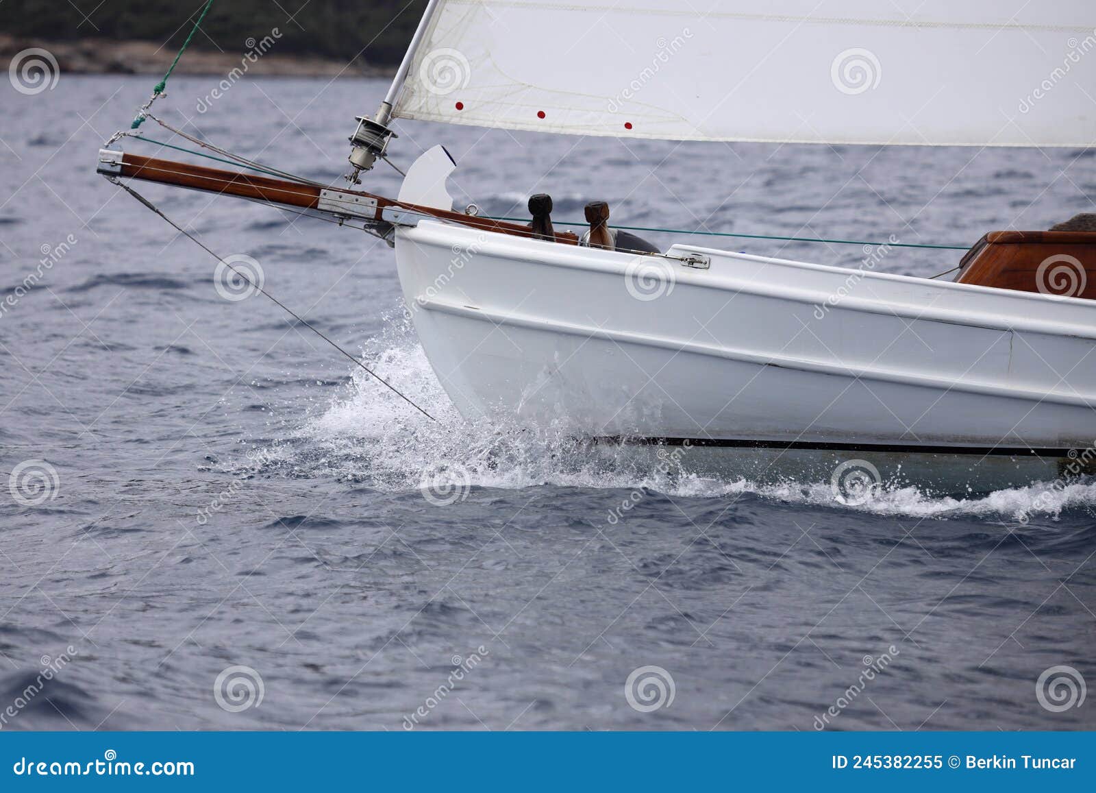 Close Up on the Bow of a Sailboat Breaking through a Wave Stock Image ...