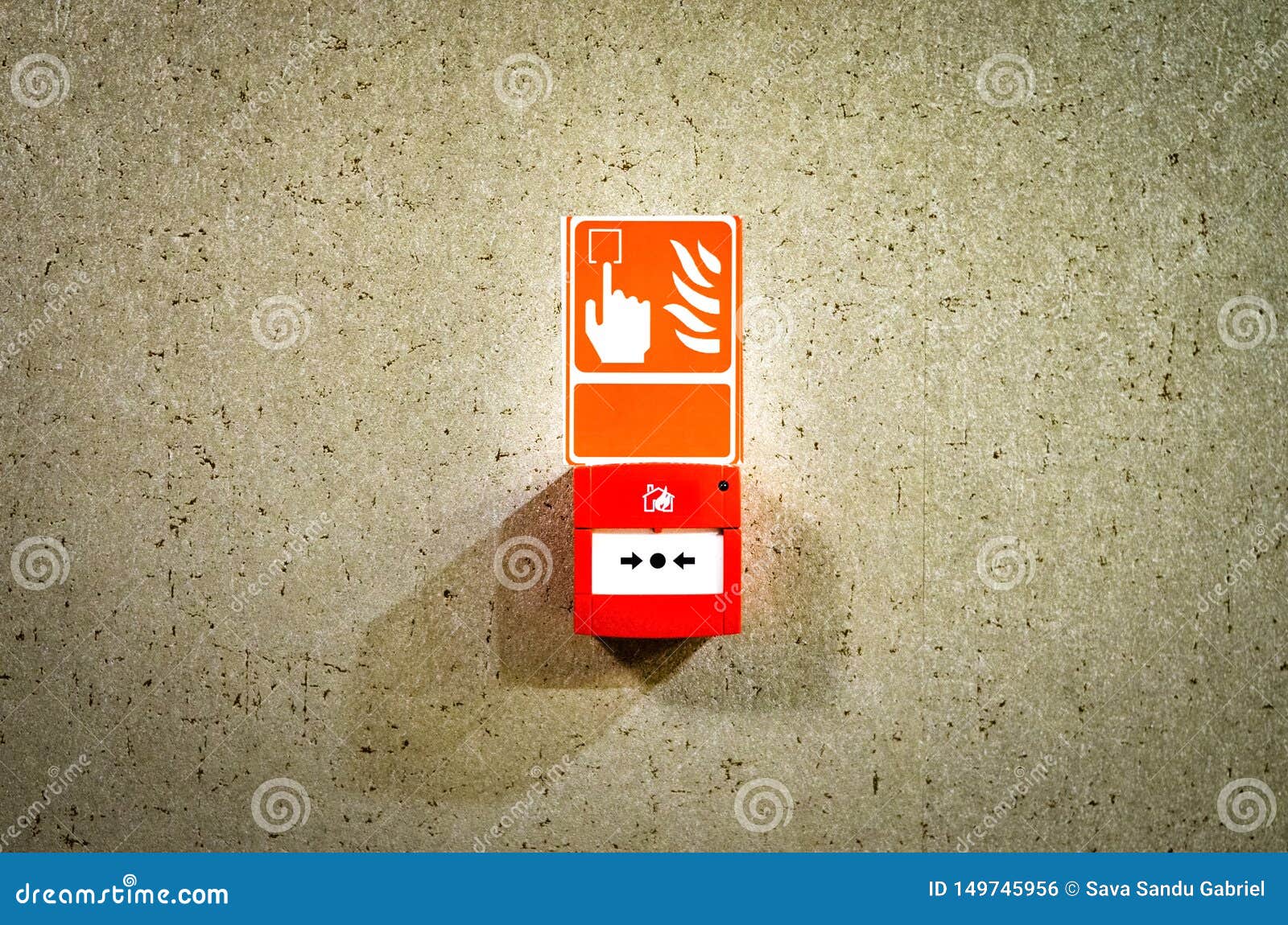 Fire Warning Sign on Marble Wall Stock Photo - Image of equipment ...