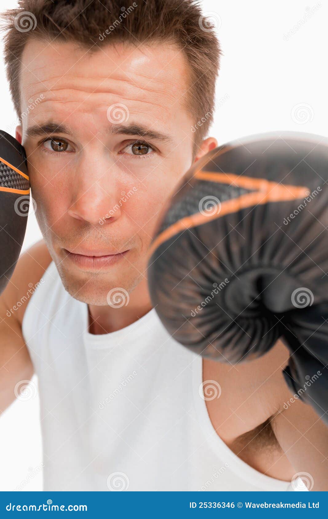 Close Up of Boxer in Defensive Position Stock Photo - Image of vest ...