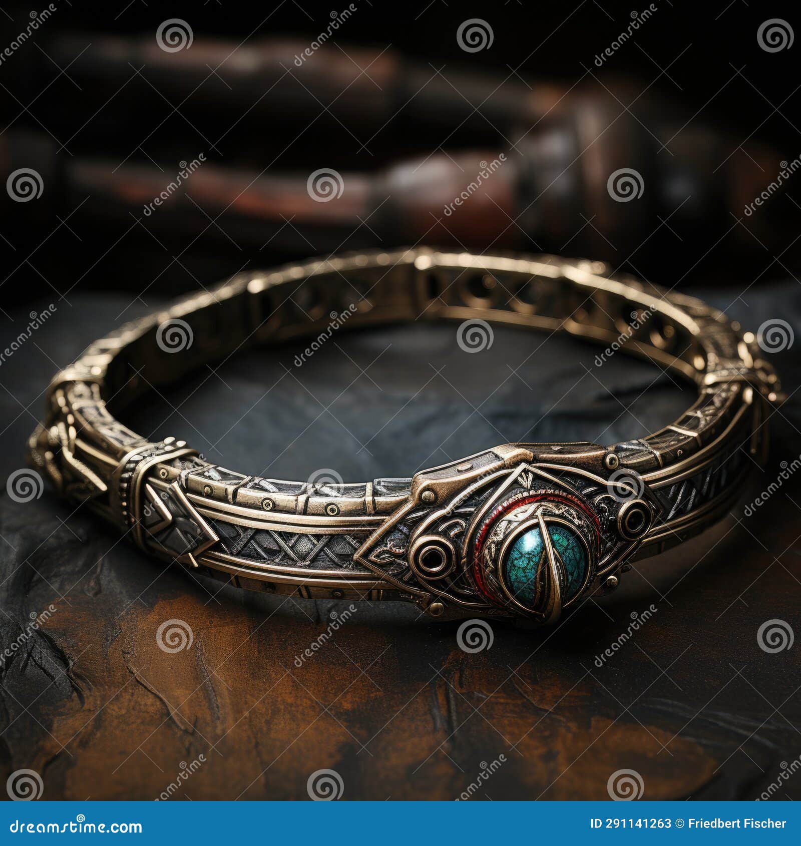 A Close Up of a Bracelet on a Table. Stock Image - Image of steel ...