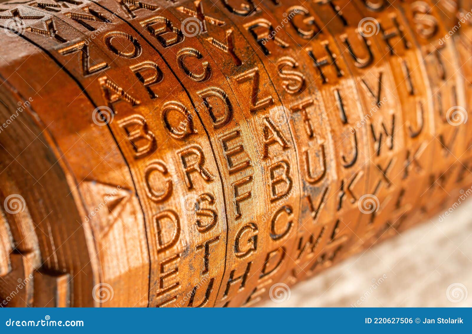 Close-up of Brass Cryptex Invented by Leonardo Da Vinci from the Book ...