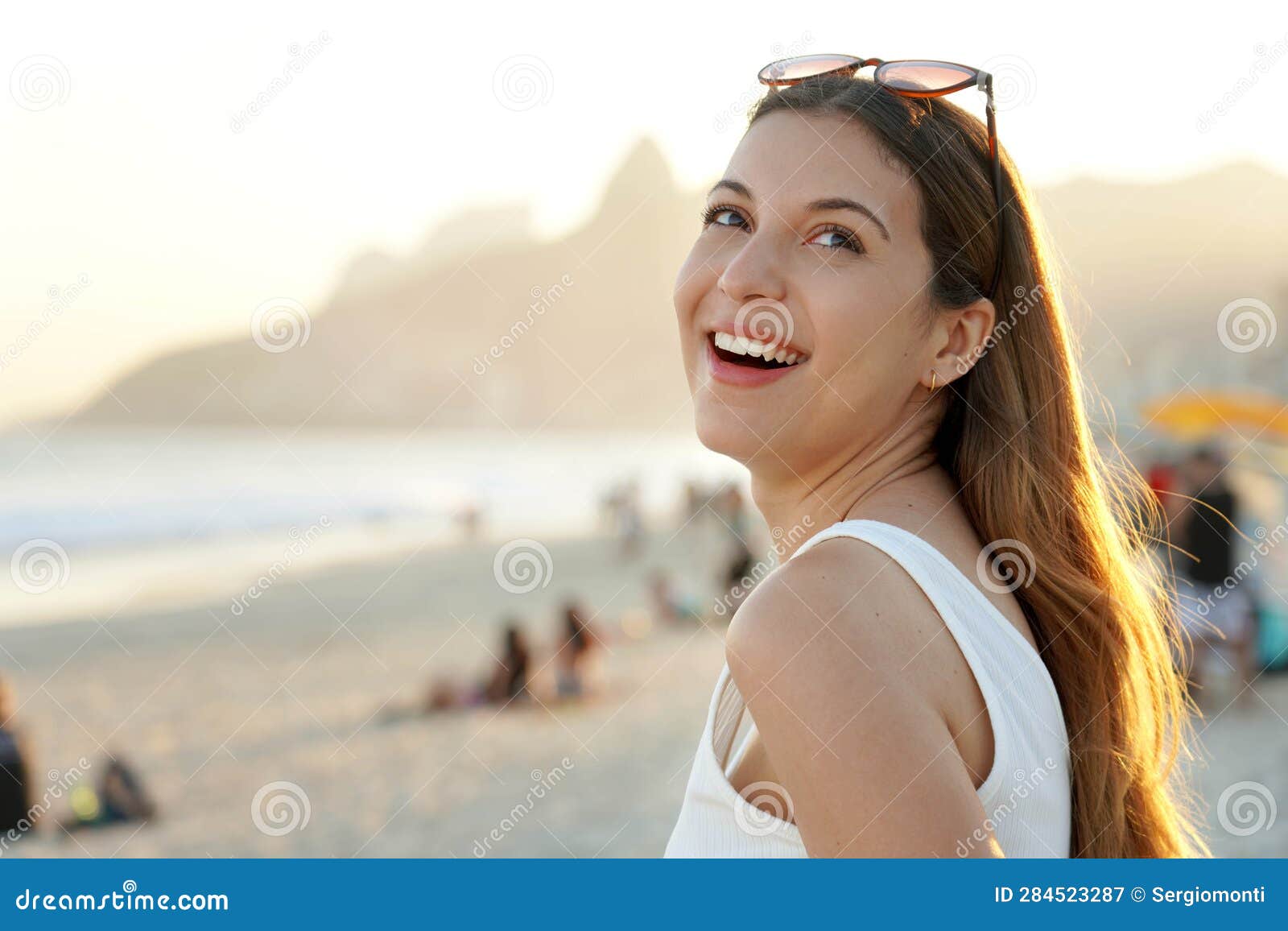 Close Up Of Brazilian Girl Enjoiying Ipanema Beach Rio De Janeiro Brazil Stock Image Image