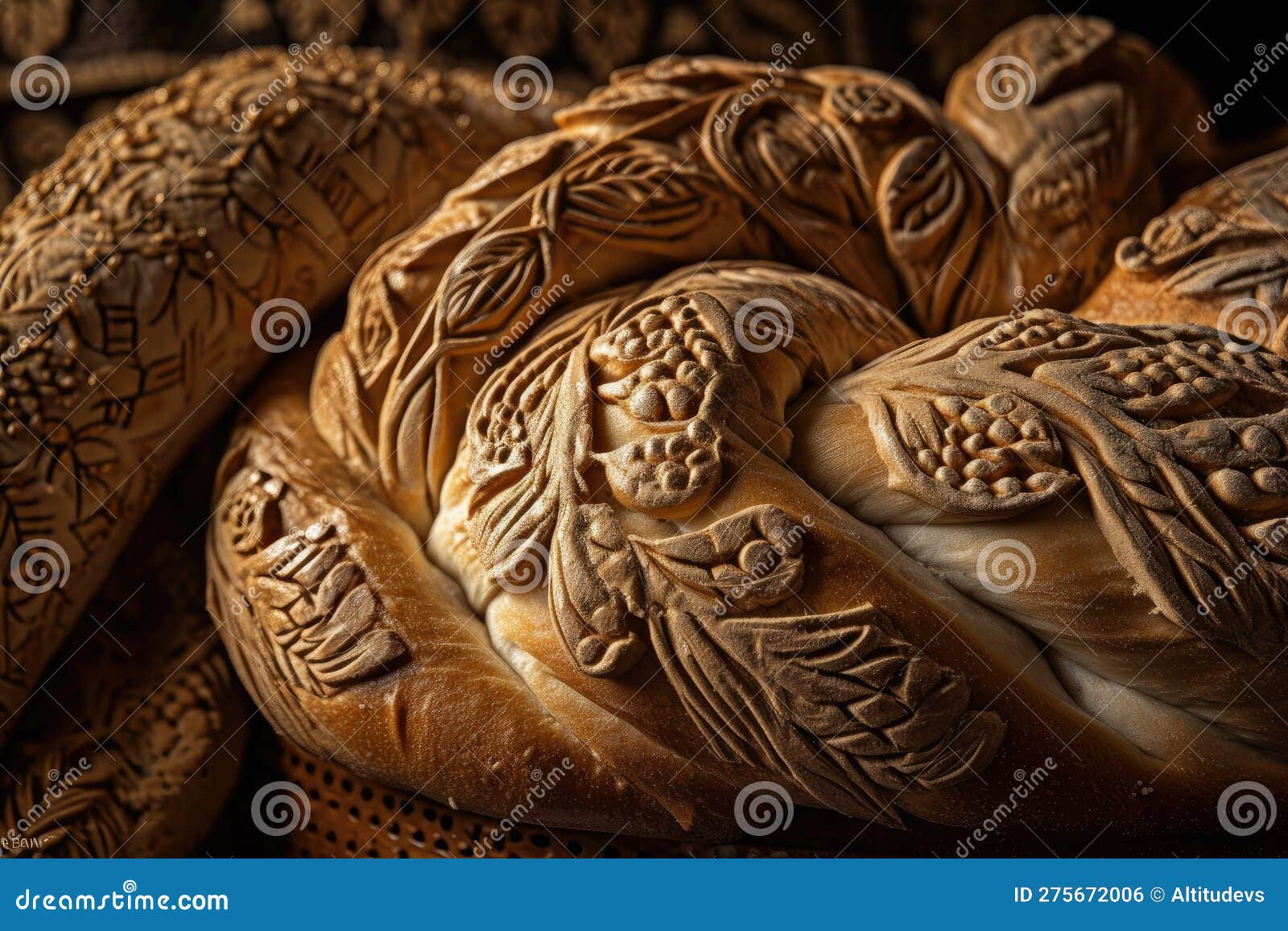 Close-up of Bread with Intricate Braids and Patterns Stock Photo ...