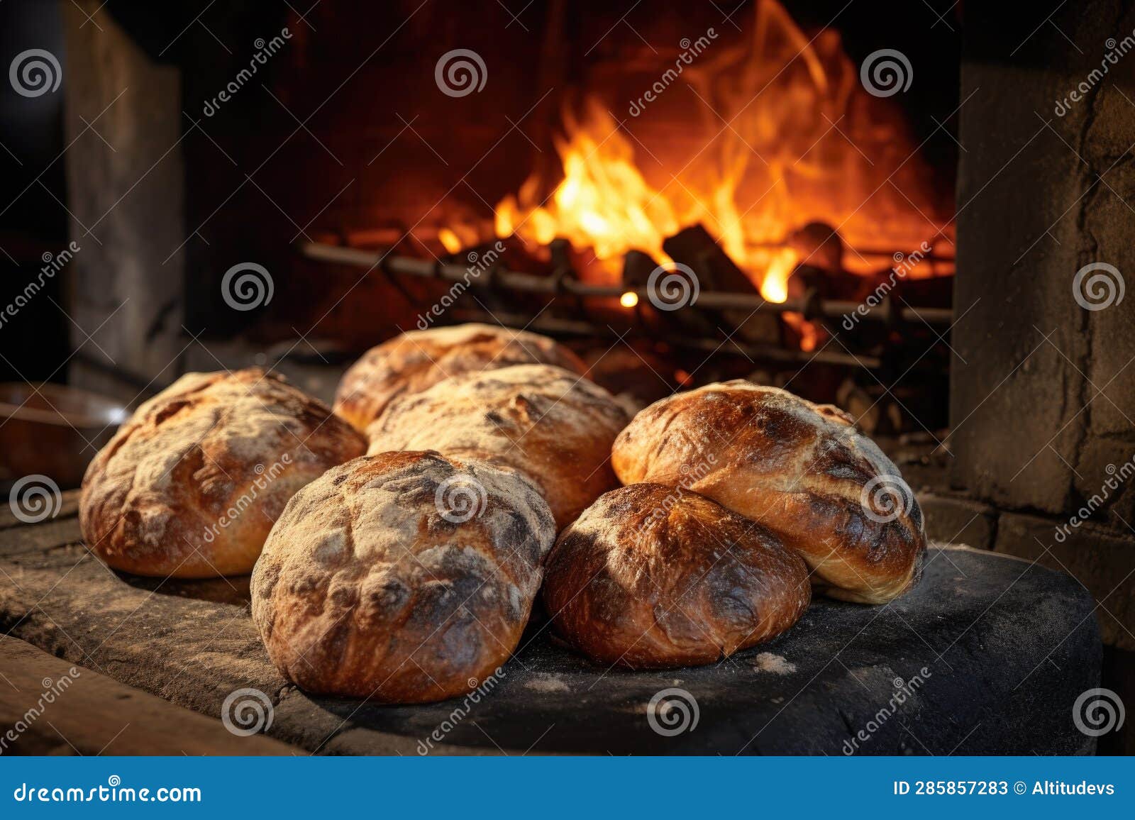 Close-up of Bread Rolls in a Rustic Oven Stock Image - Image of food ...