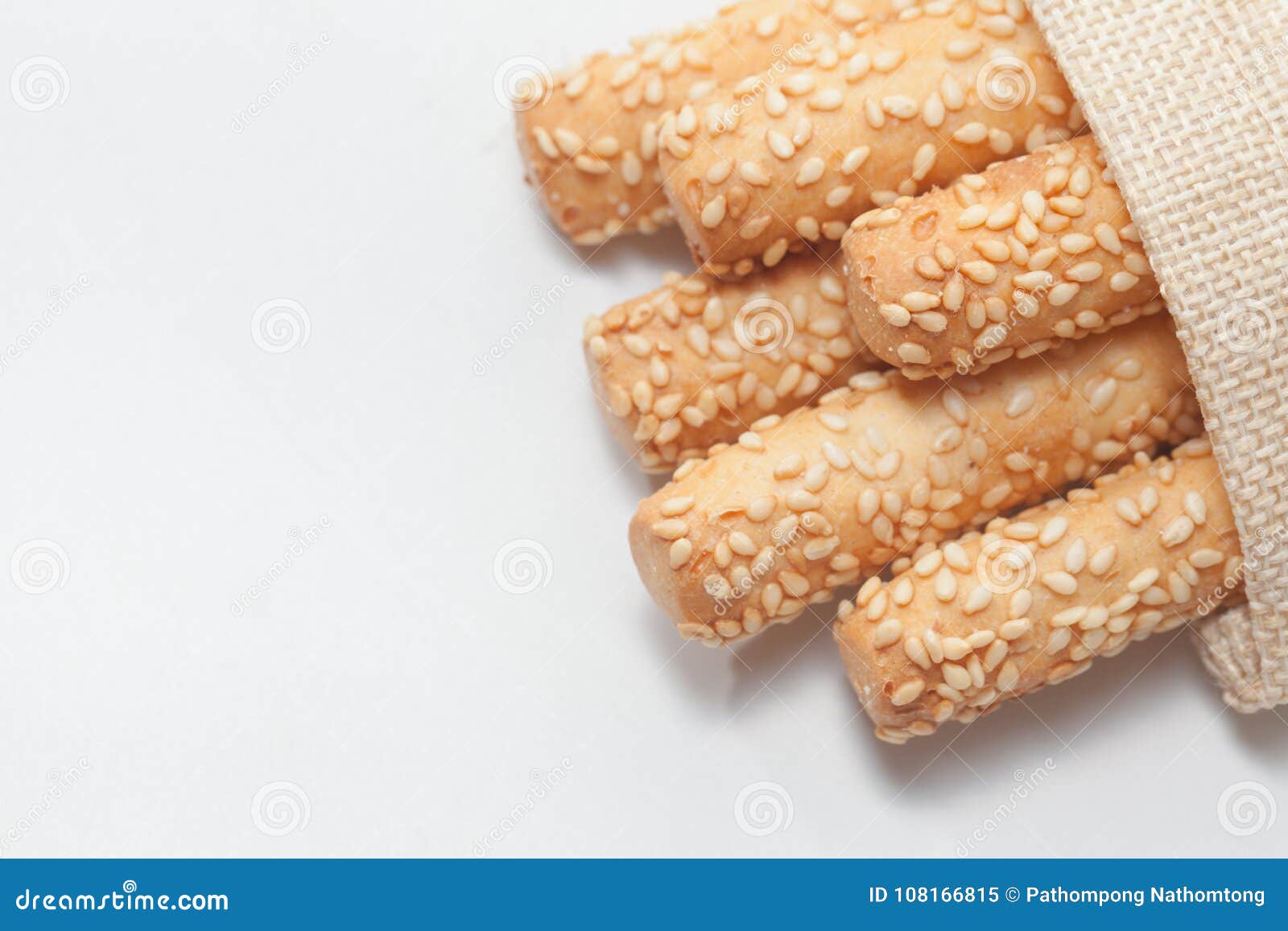 Bread stick on sack stock image. Image of golden, crunchy - 108166815