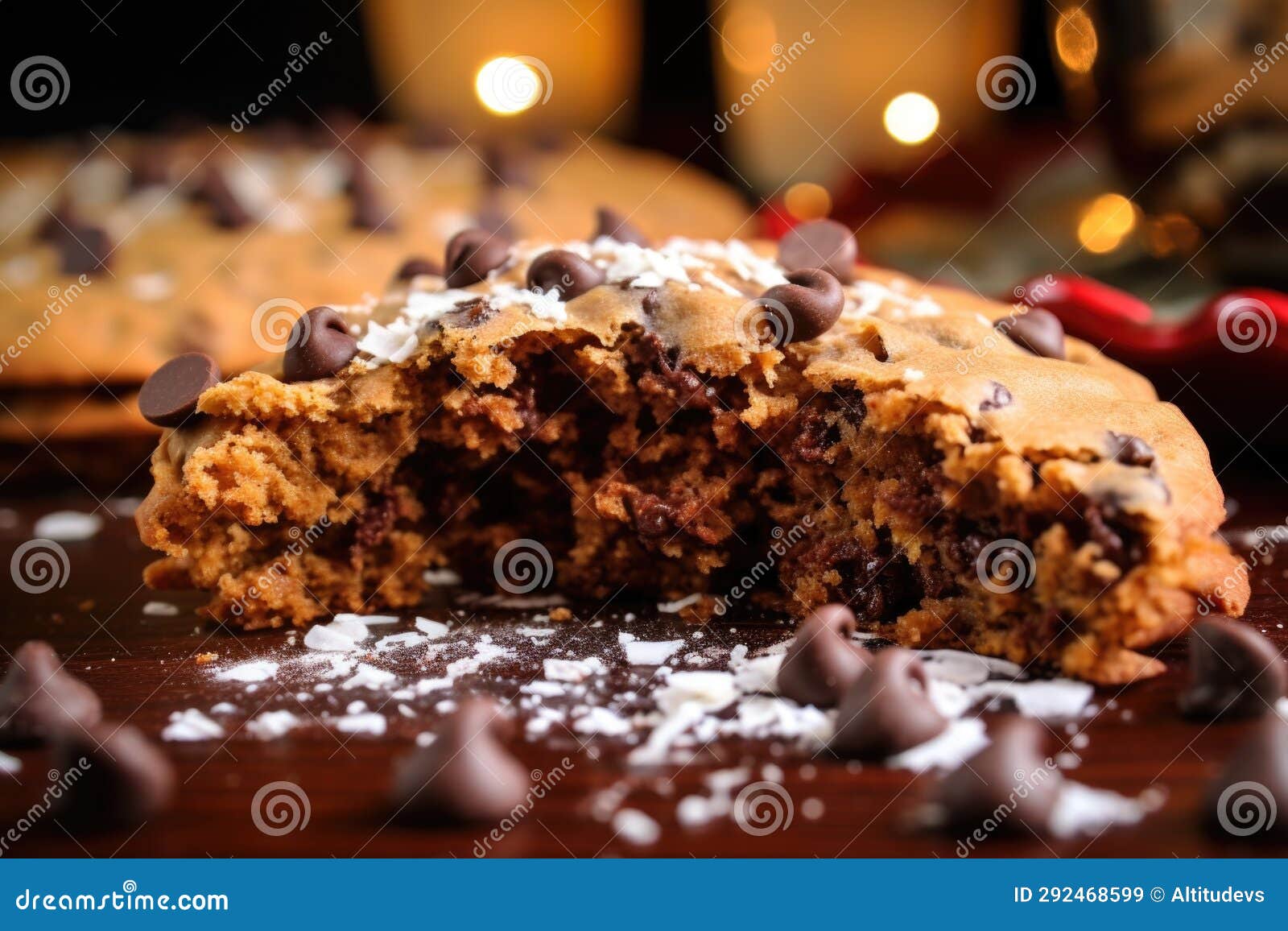 Close Up of a Breaking Christmas Cookie Revealing Chocolate Chips ...