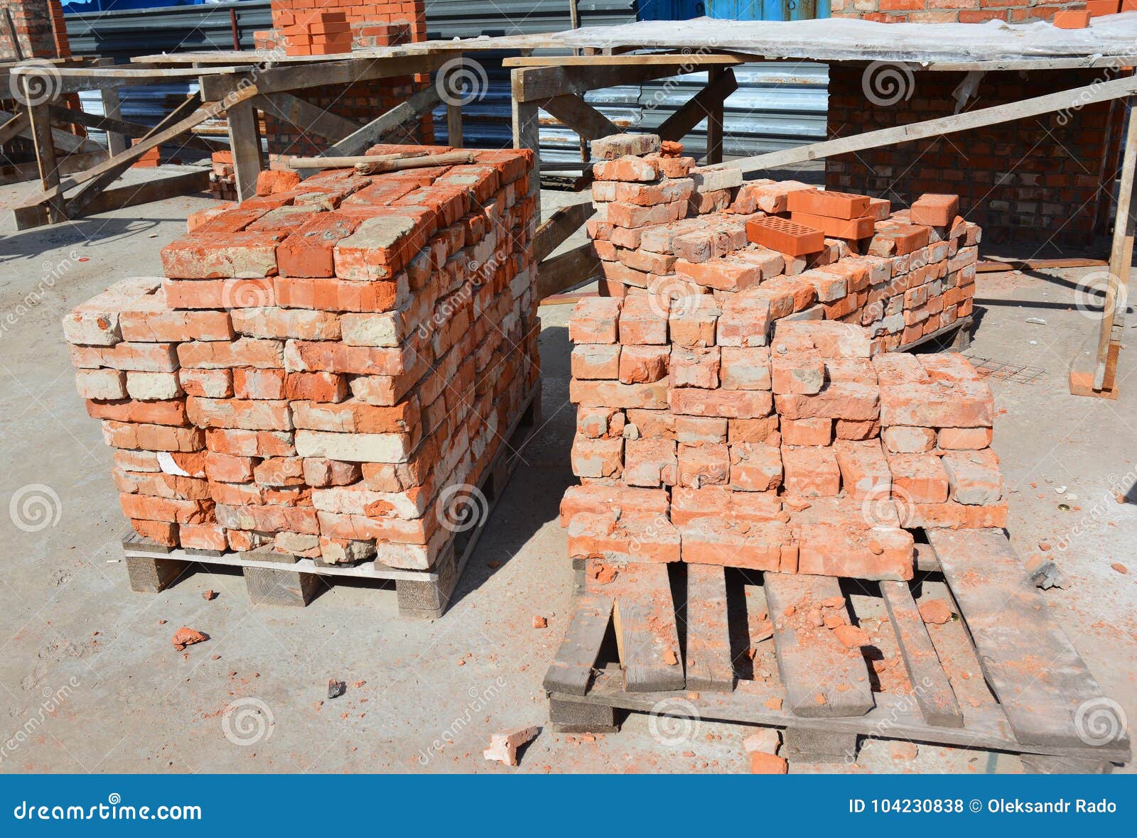 Brick Building Materials on the Construction Site. Stock Photo - Image ...