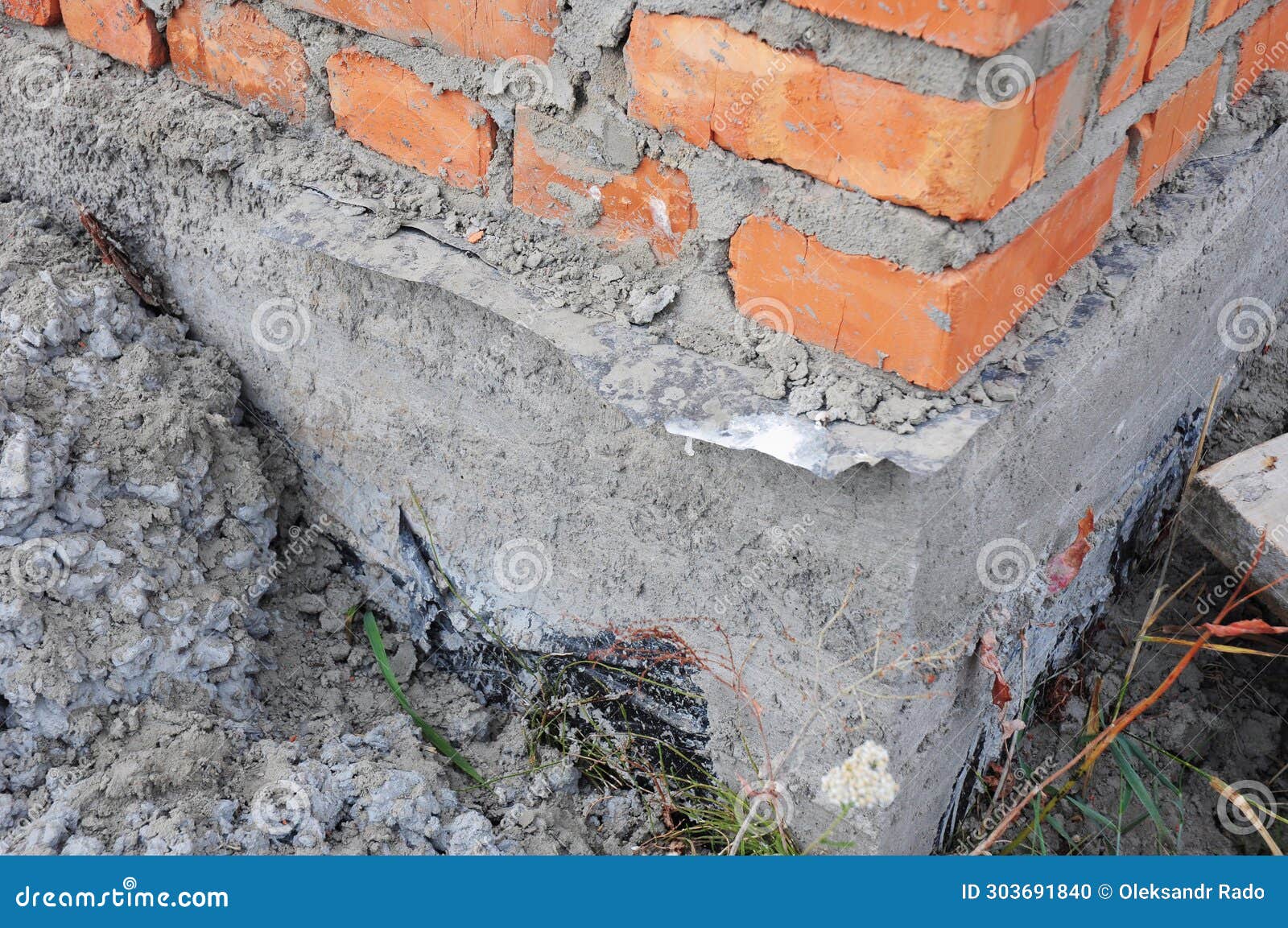 Close Up on Brick Wall Foundation Construction Stock Photo - Image of ...