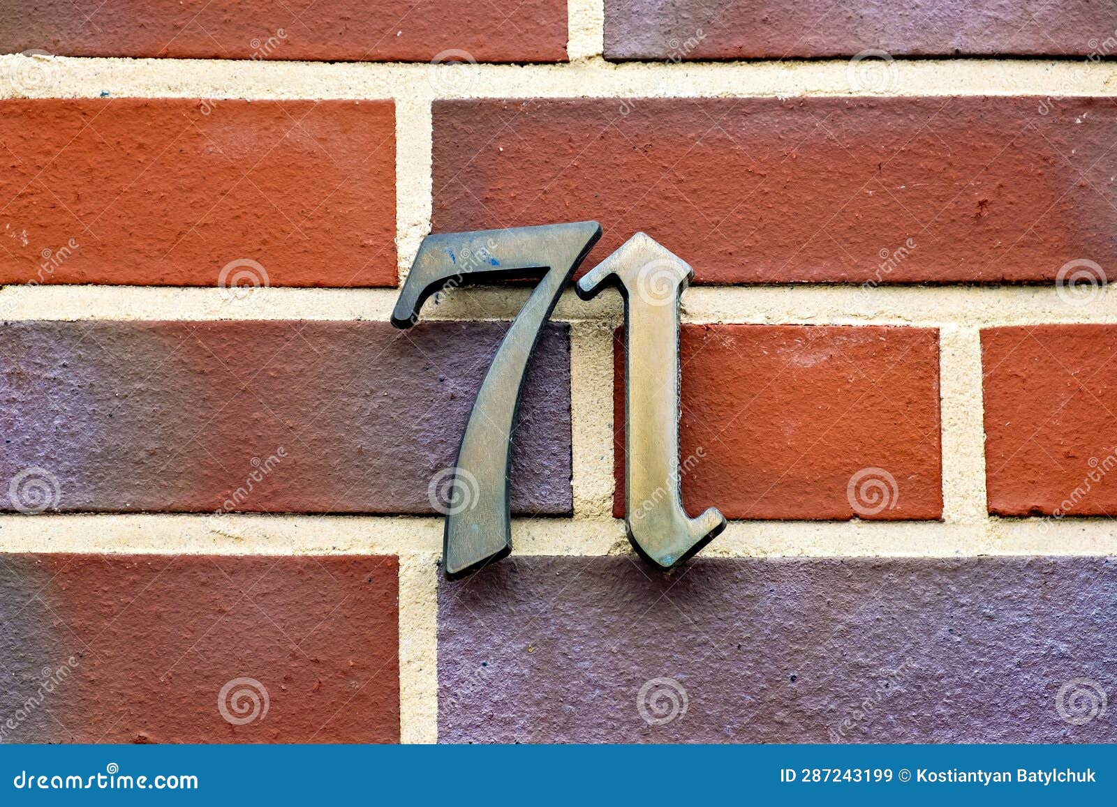 Close-up of the Brick Wall with the Number 71 on it Stock Image - Image ...
