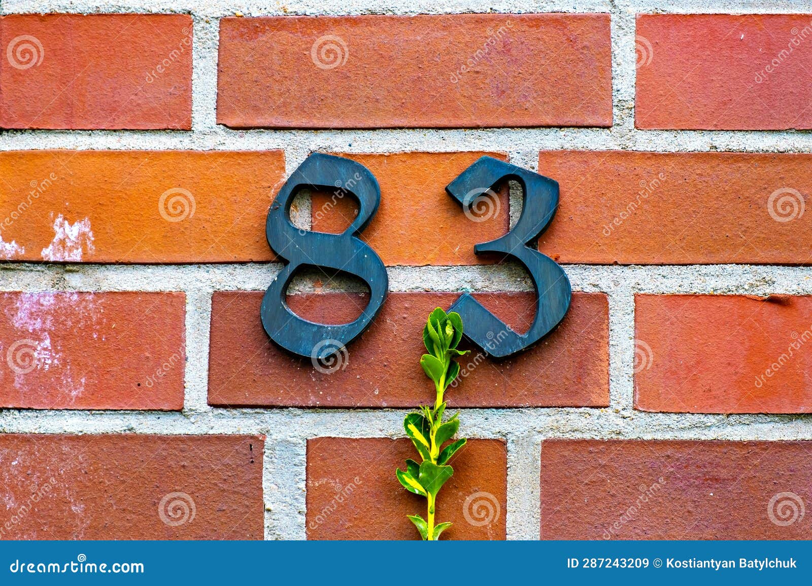 Close-up of the Brick Wall with the Number 83 on it Stock Image - Image ...