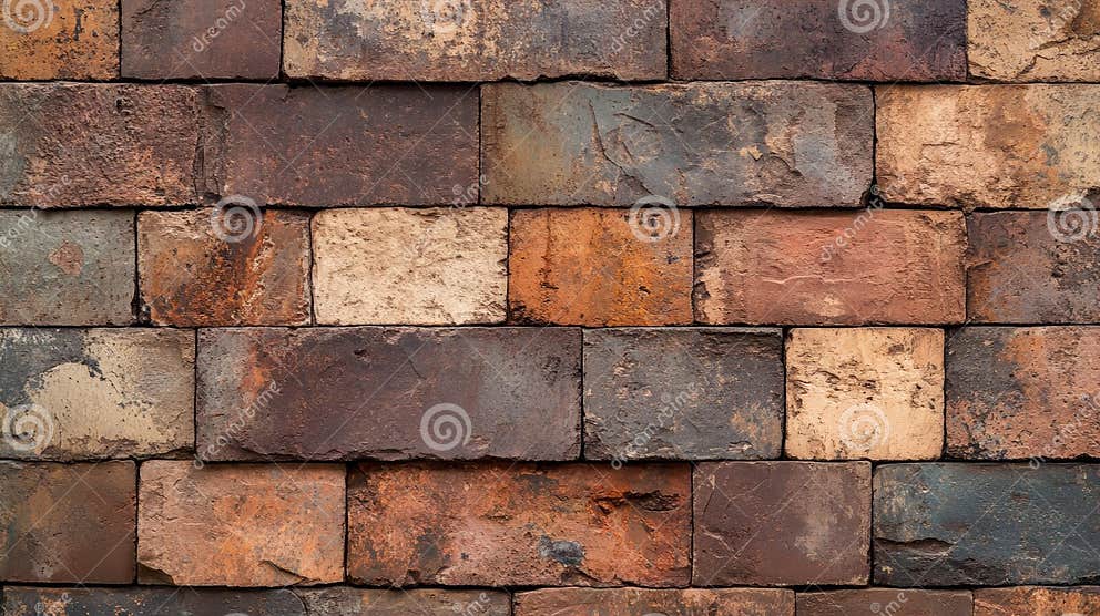 A Close-up of a Brick Wall, Showing the Texture and Color Variations of the Bricks Stock ...