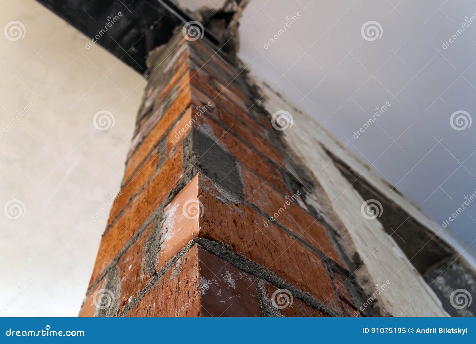Close Up Of Bricklaying Industrial Installing Bricks On Construction ...