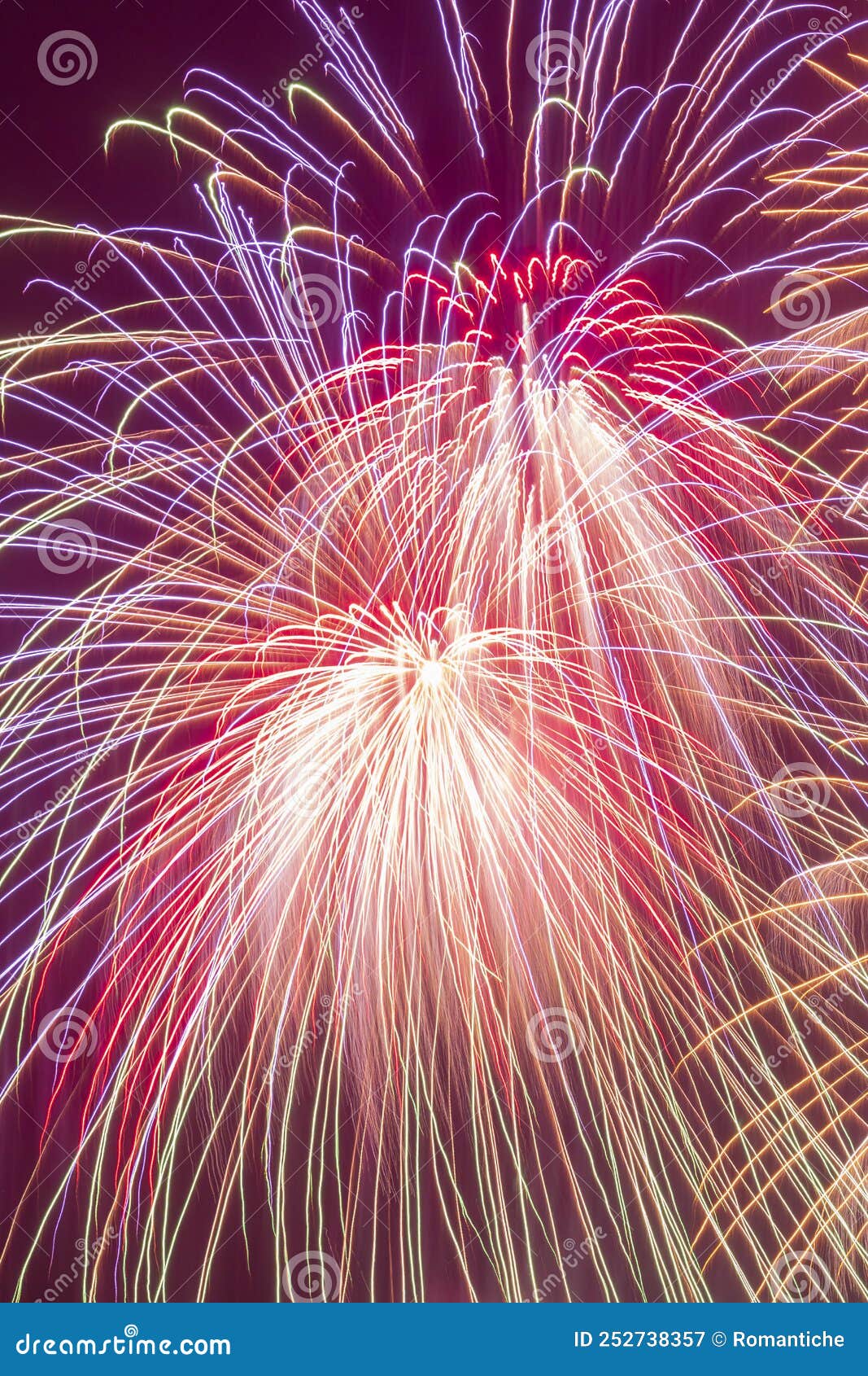 Bright Holiday Fireworks in Night Sky Stock Image - Image of celebrate ...