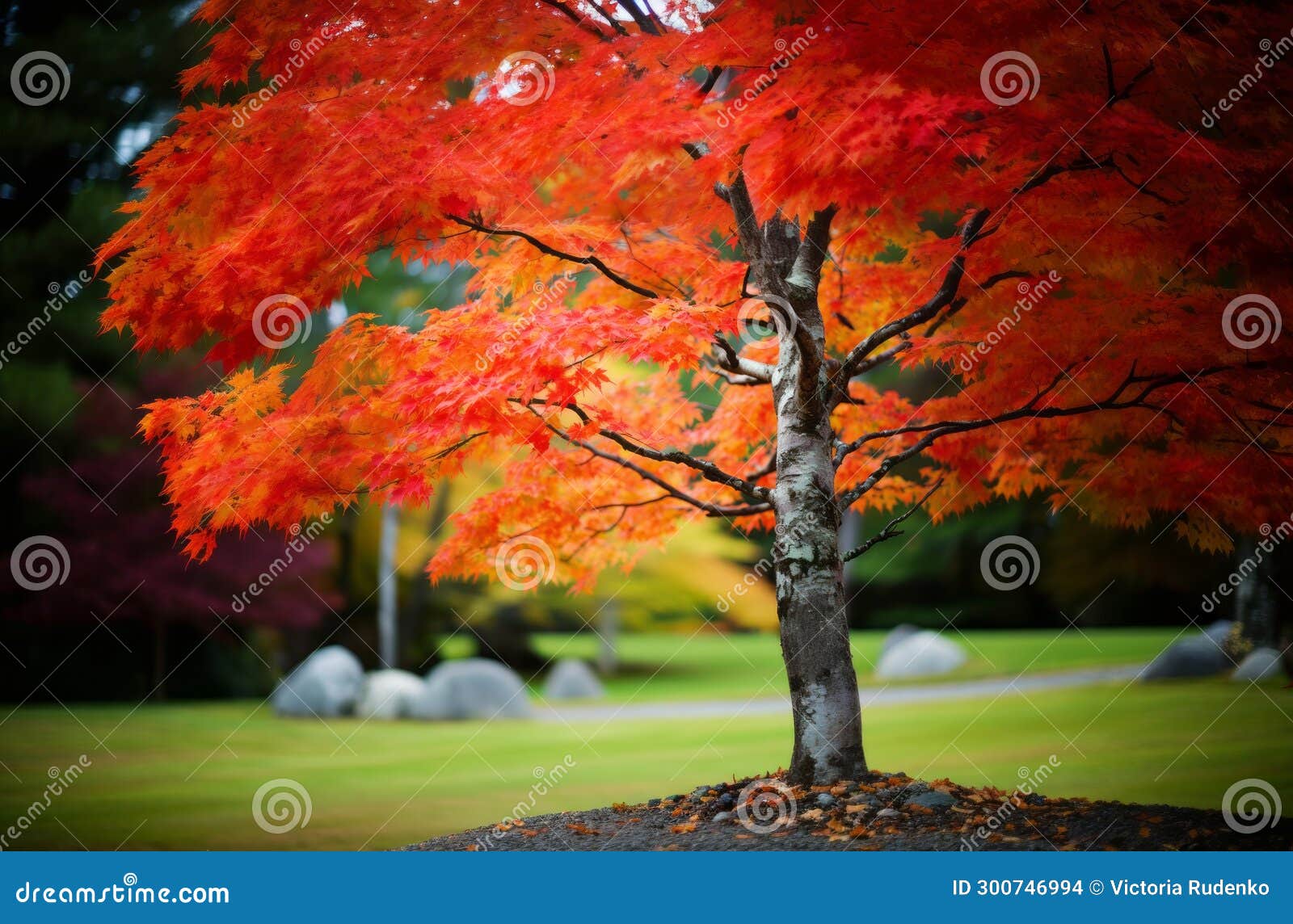 Vivid Red Maple Tree in Autumn Stock Photo - Image of natural, leaf ...