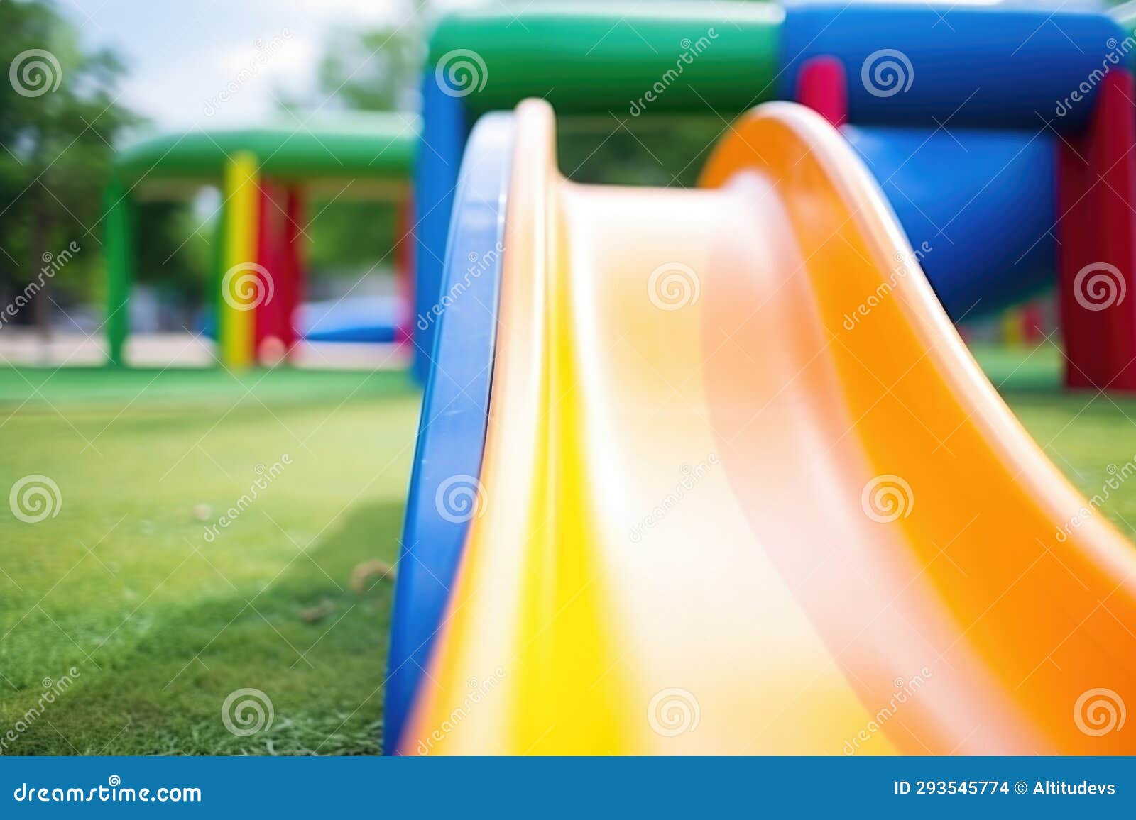 A Close-up of a Bright Roller Slide in a Park Stock Photo - Image of ...