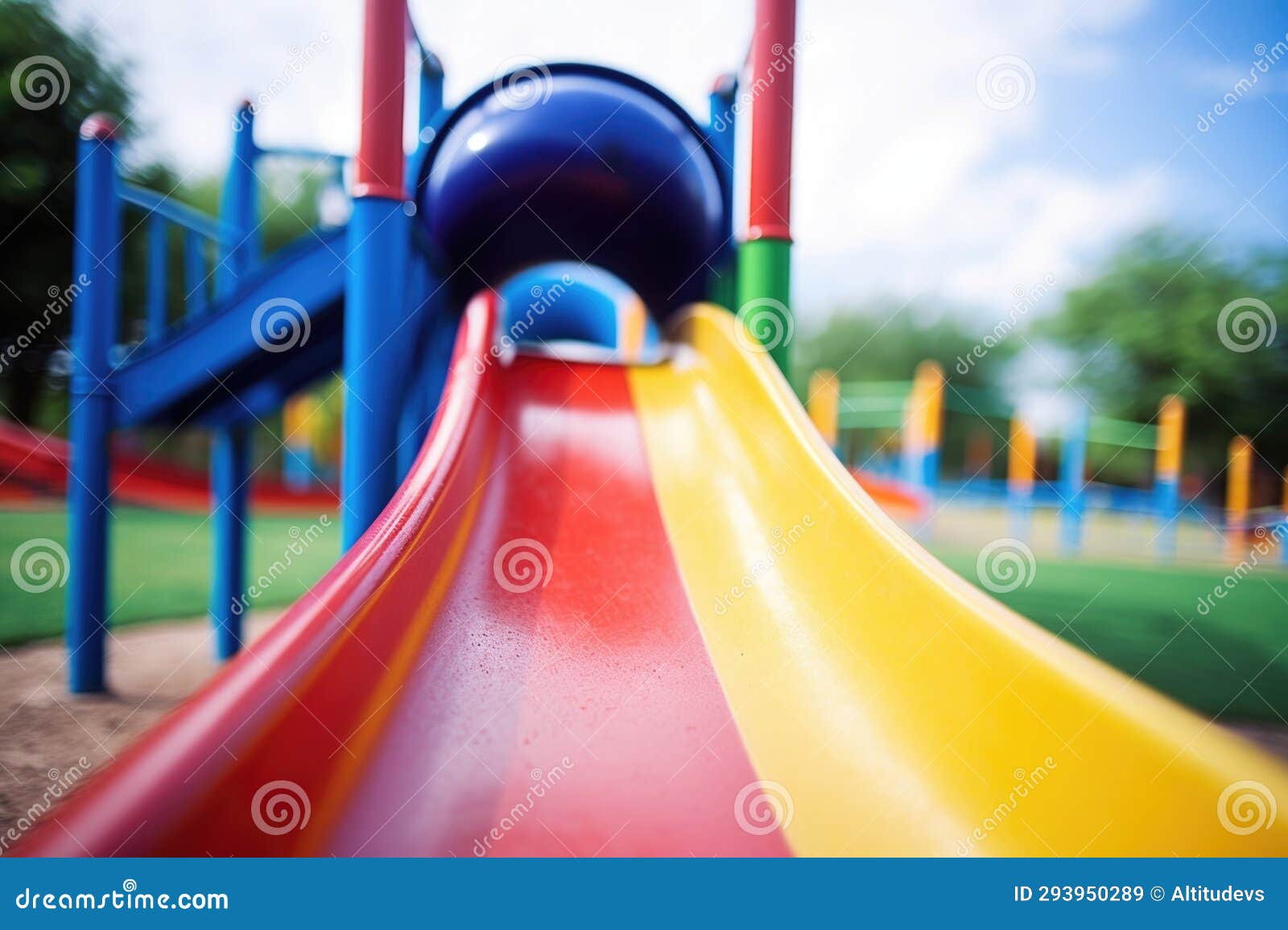 A Close-up of a Bright Roller Slide in a Park Stock Image - Image of ...