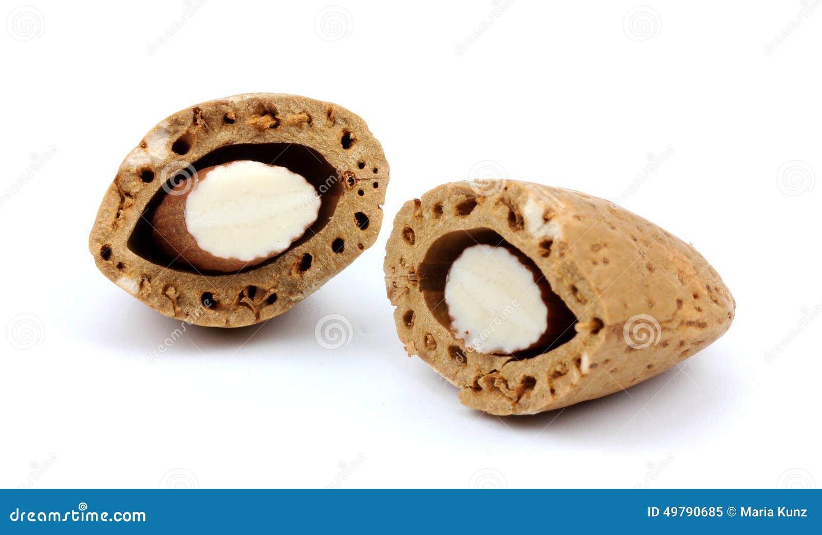 Close Up of Broken Almond Shell.. Stock Image - Image of fruit, white ...