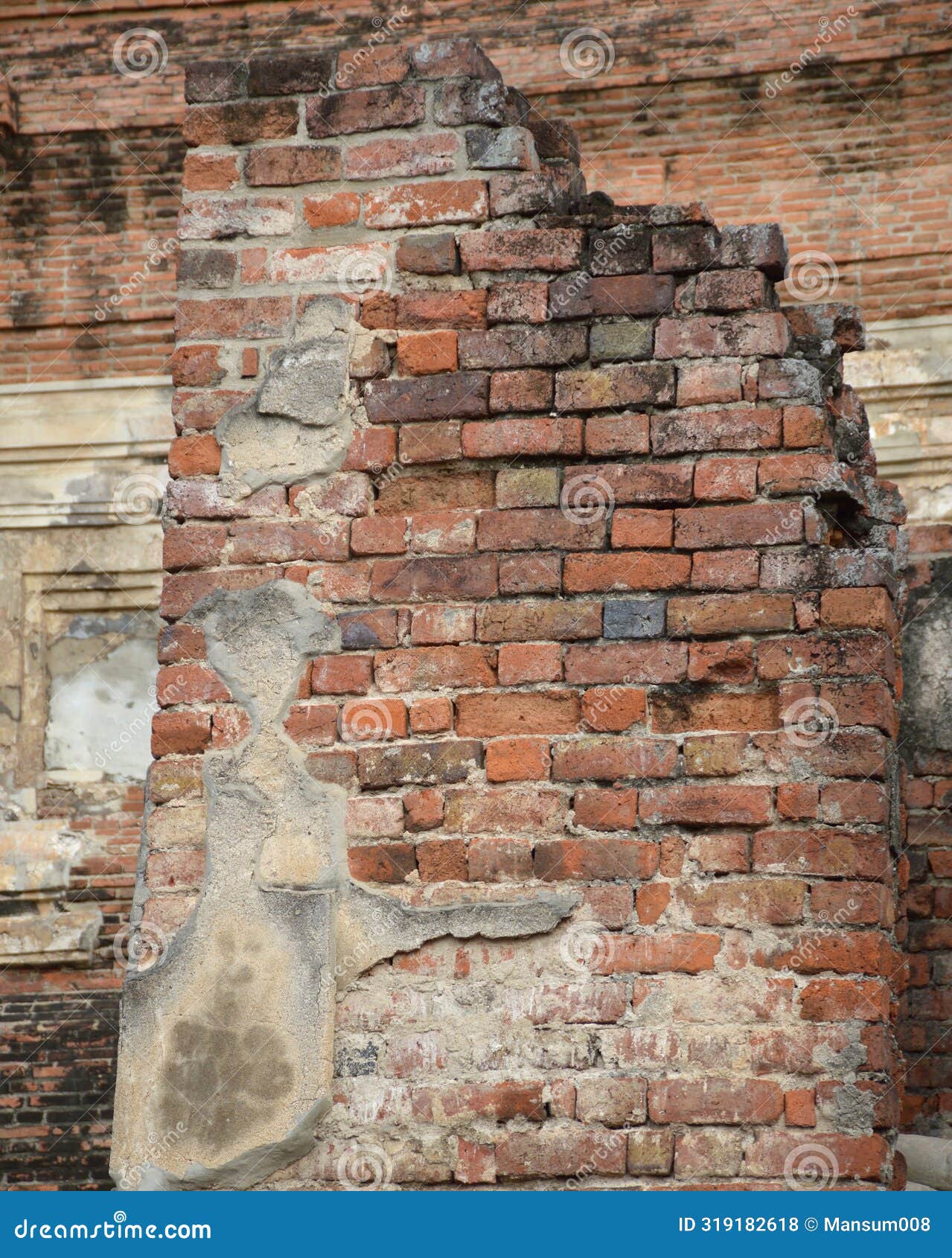 Broken Brick Wall in an Old Building Stock Photo - Image of design ...