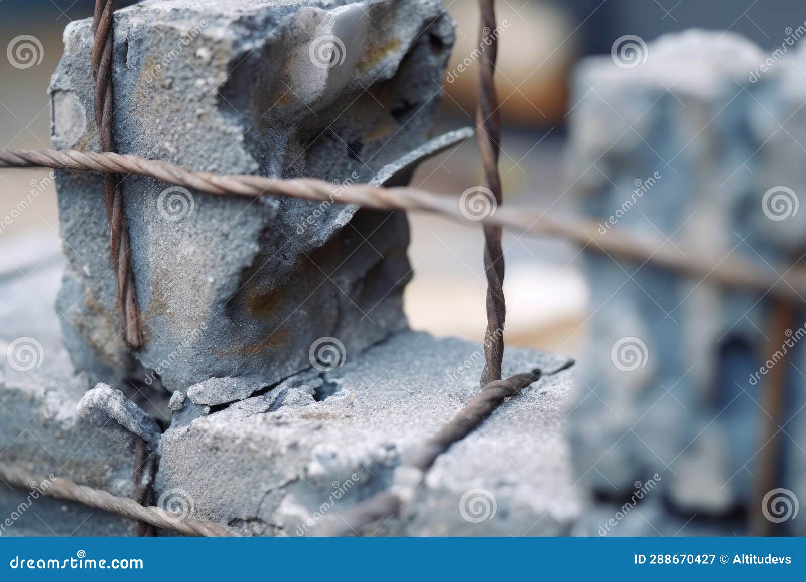 Close-up of Broken Concrete and Rebar Stock Image - Image of structure ...