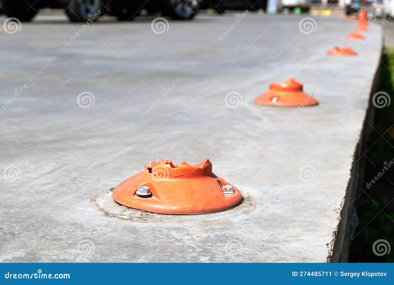 Close-up of Broken Plastic Orange Barrier Bollards Stock Image - Image ...