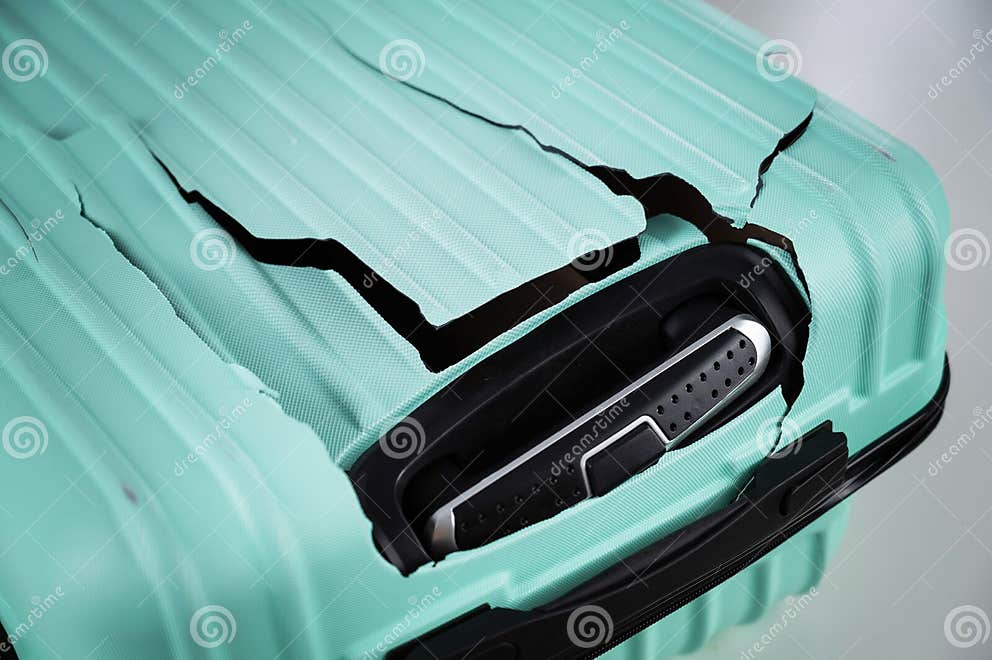 A Close-up of a Broken Plastic Suitcase. Stock Photo - Image of ...