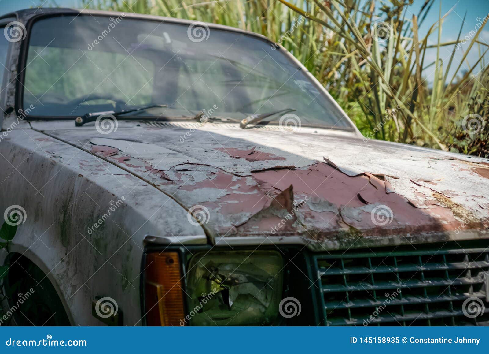 Broken Rusty Old Car stock image. Image of damaged, junkyard - 145158935