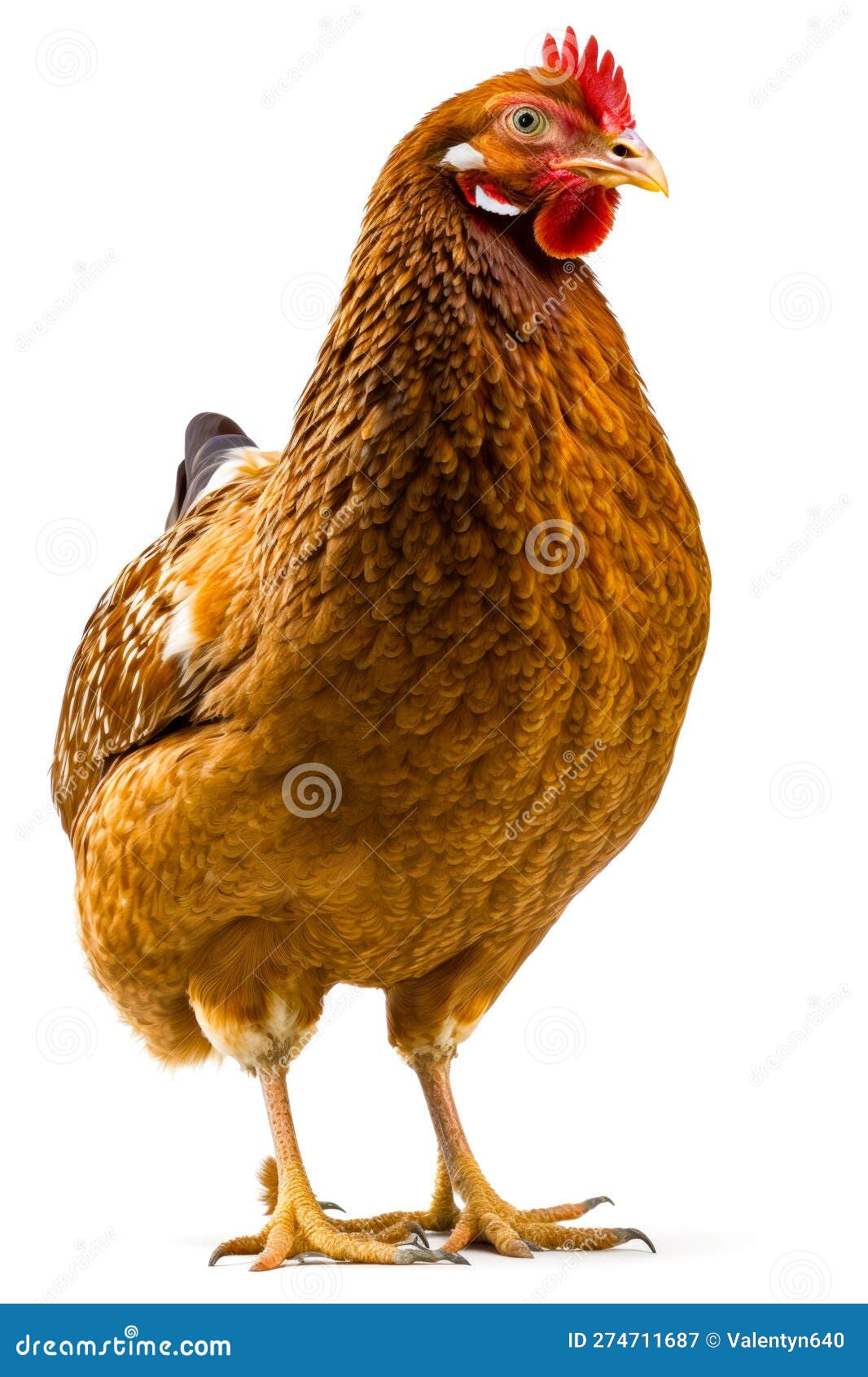 Close Up of Brown Chicken with White Back Ground and Red Nose ...