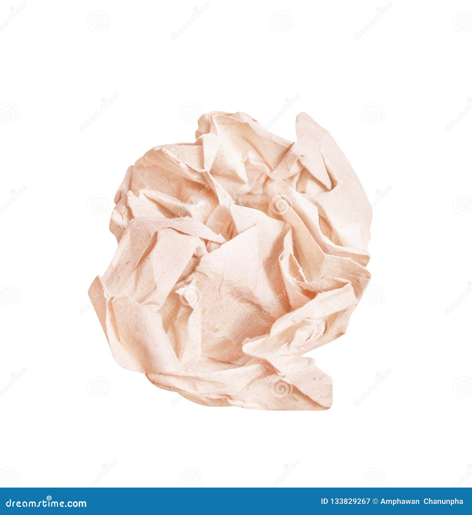 Close Up Brown Crumpled Paper Ball Patterns Isolated on White ...