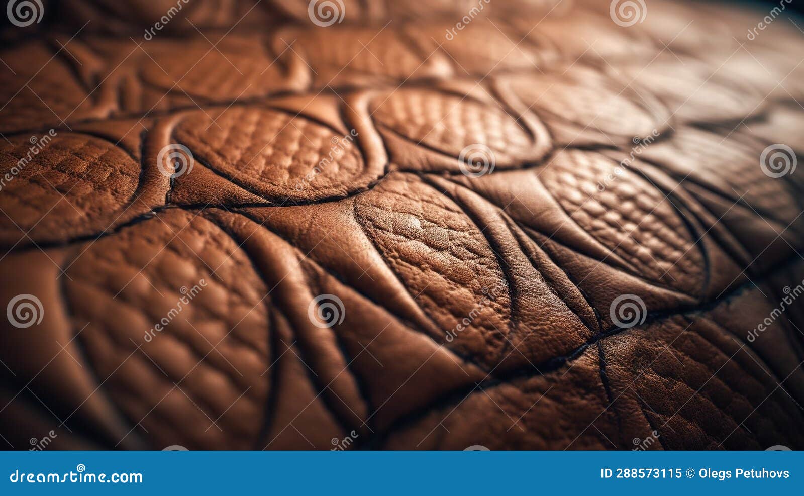 A Close Up of a Brown Leather Surface with a Leaf Pattern Stock Image ...