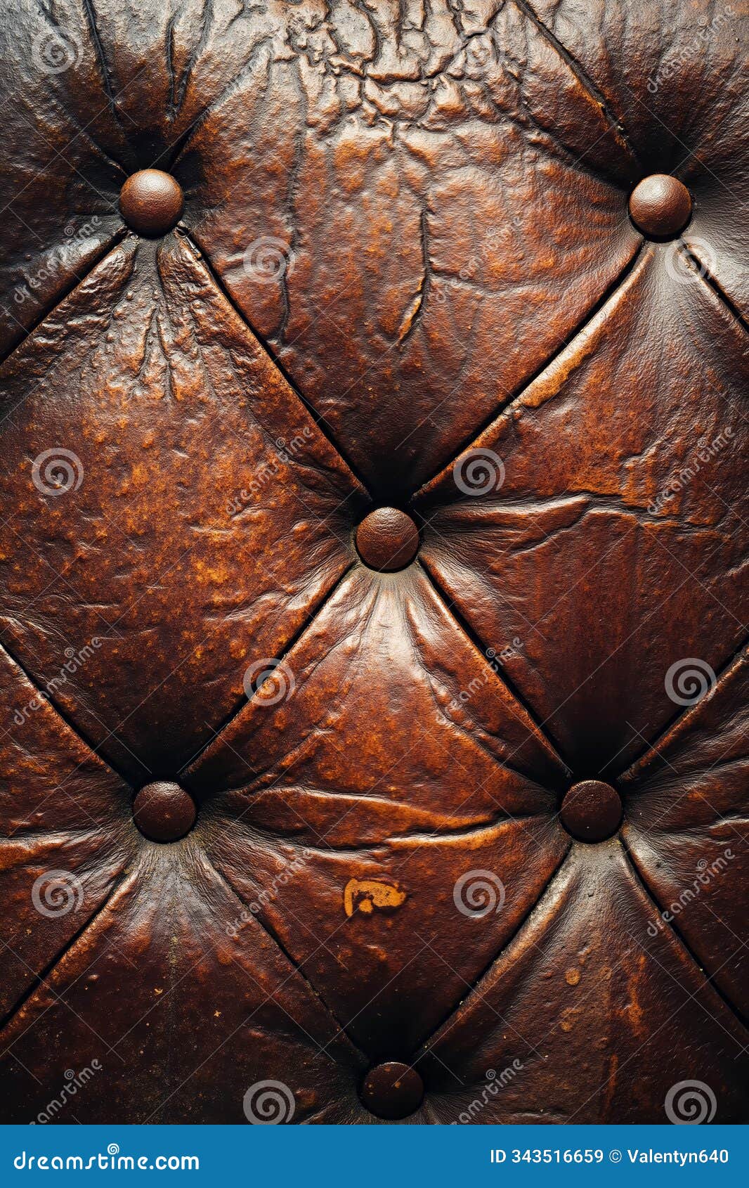 A Close Up of a Brown Leather Upholstered Chair with Buttons Stock ...