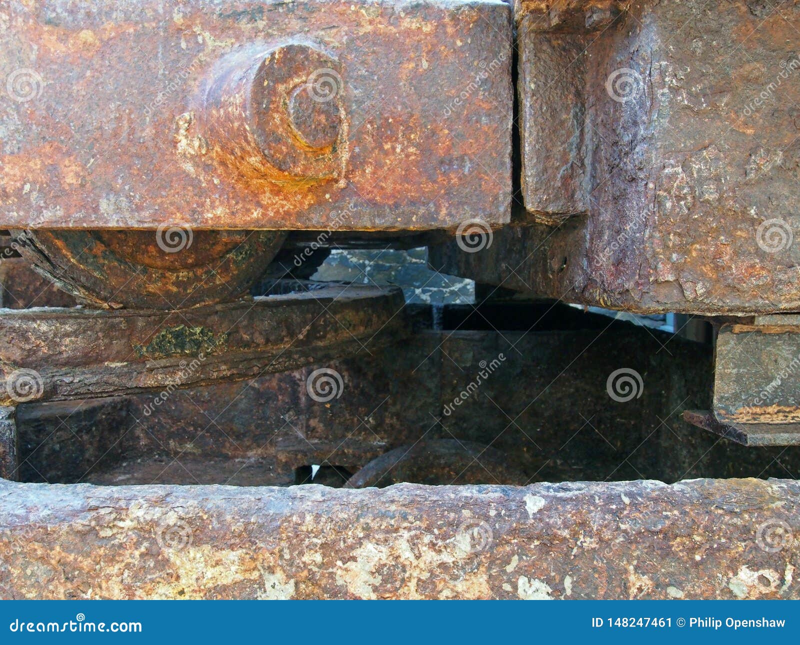 Close Up of Brown Rusted Threaded Bolts and Nuts on Old Corroded ...