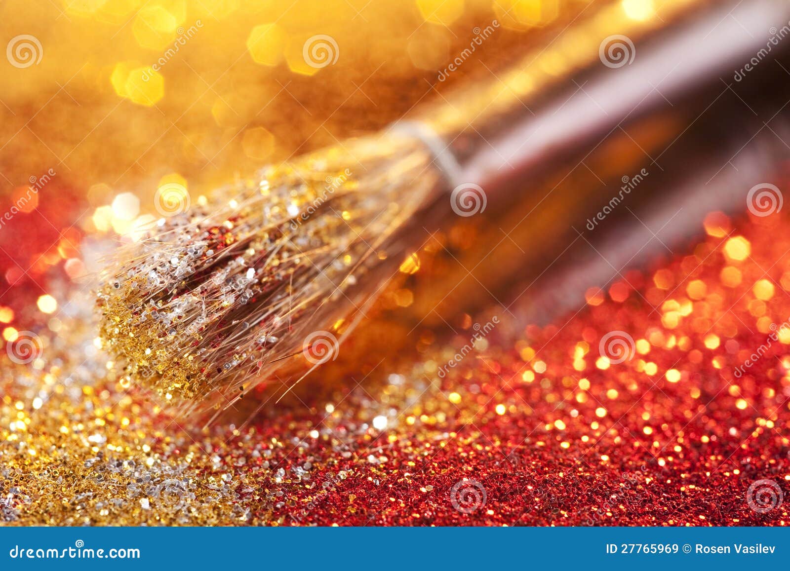 Close-up on Brush and Shining Powder Stock Image - Image of products ...