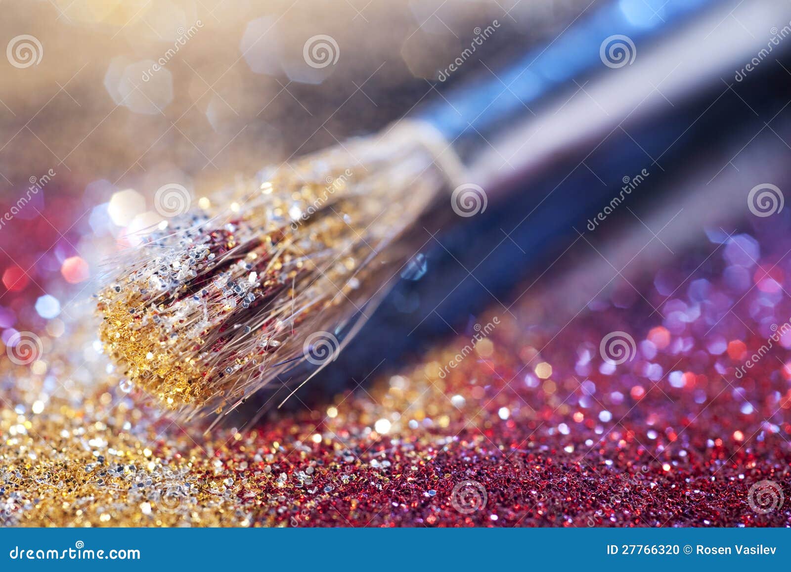 Close-up on Brush and Shining Powder Stock Photo - Image of palette ...