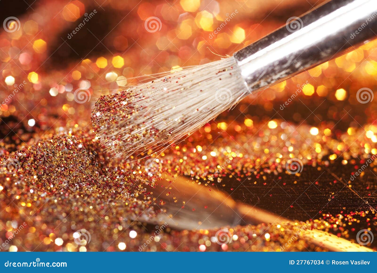 Close-up on Brush and Shining Powder Stock Photo - Image of luxury ...