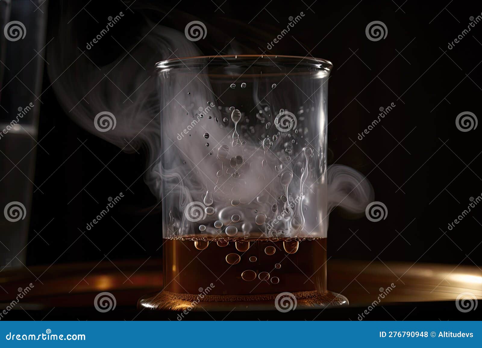 Close-up of Bubbling Beaker, with Steam Rising from the Liquid Inside ...